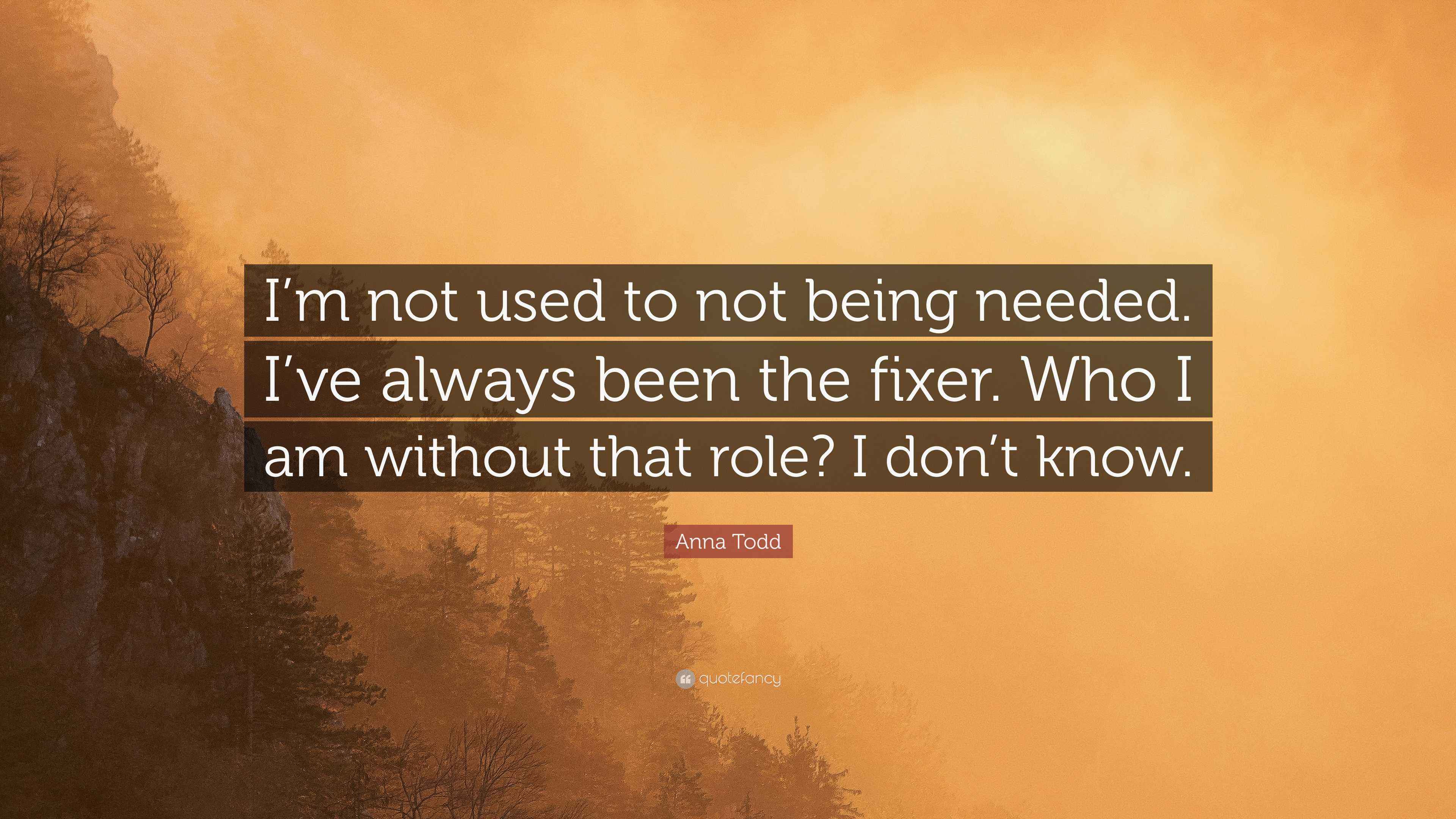 Anna Todd Quote: “I’m not used to not being needed. I’ve always been ...