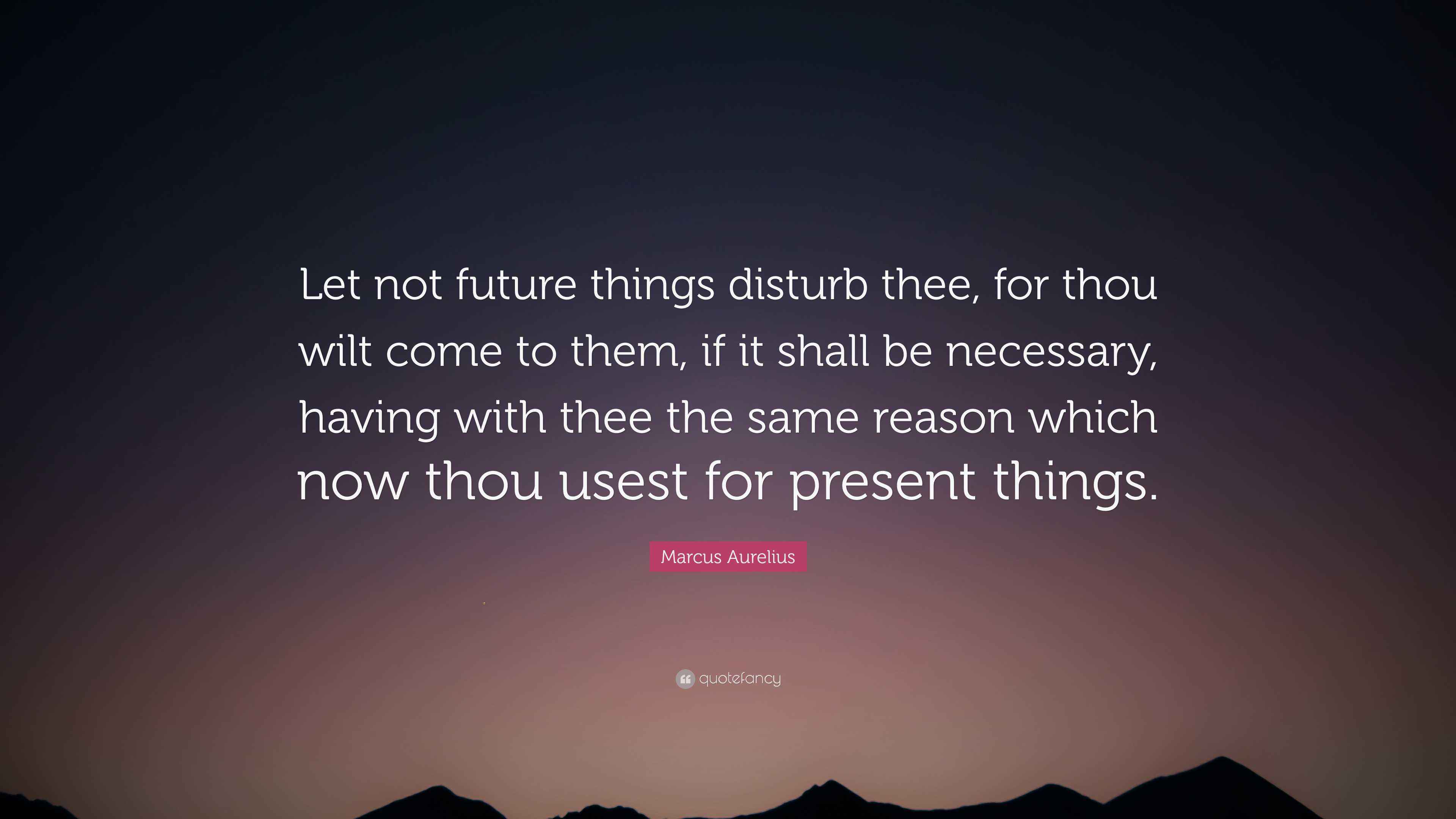 Marcus Aurelius Quote: “Let not future things disturb thee, for thou ...