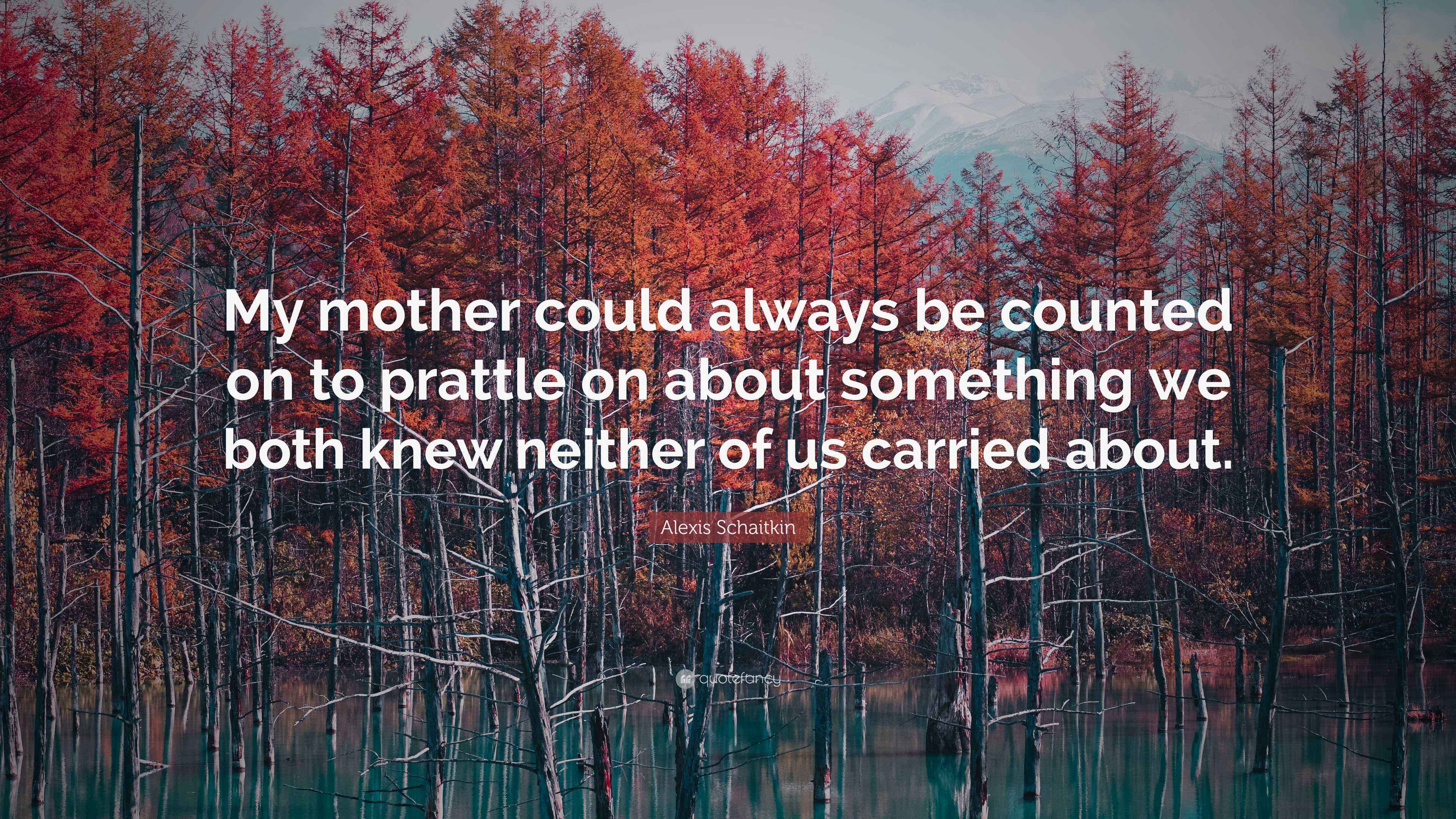Alexis Schaitkin Quote: “My mother could always be counted on to ...