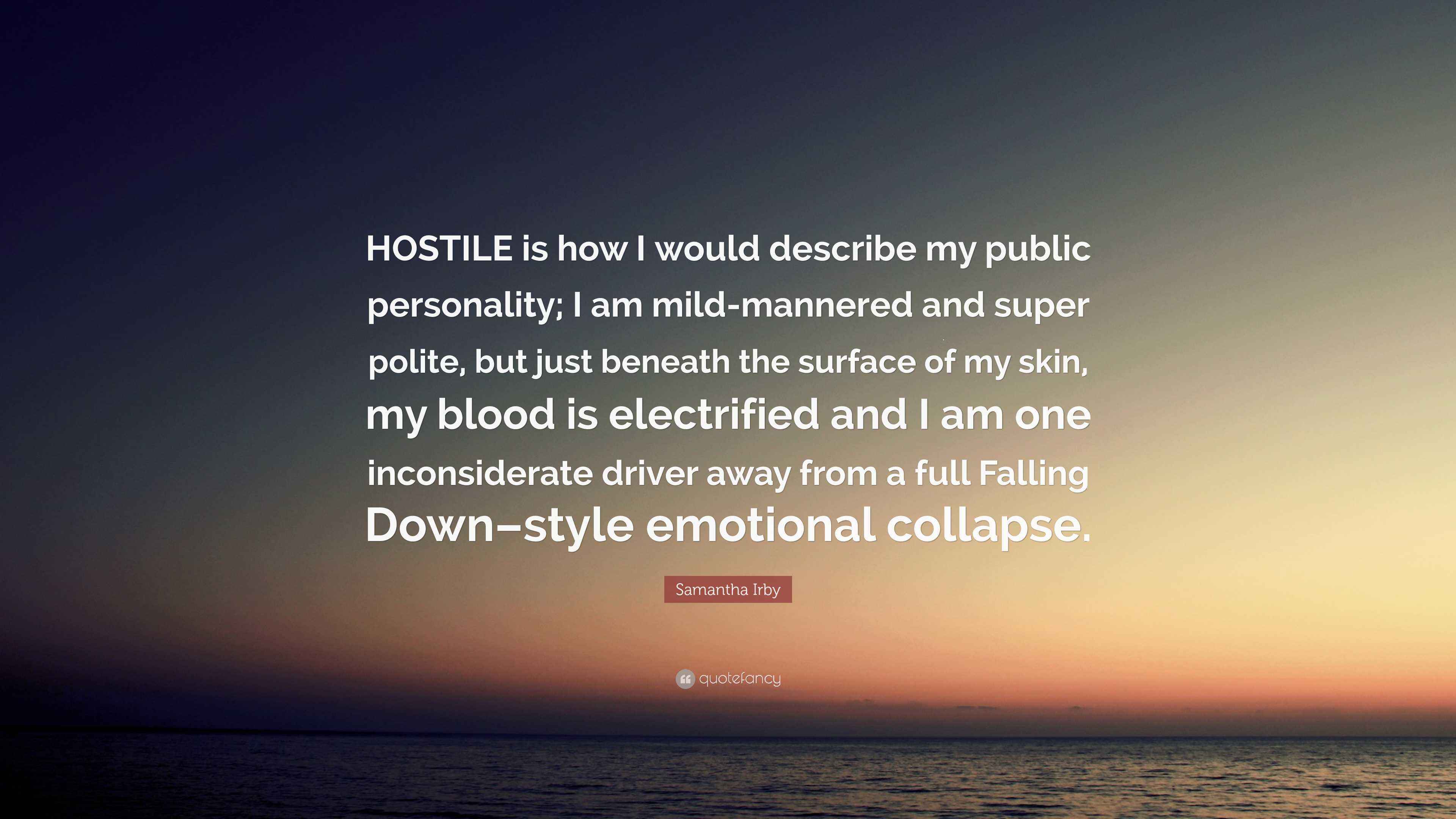 Samantha Irby Quote: “HOSTILE is how I would describe my public ...