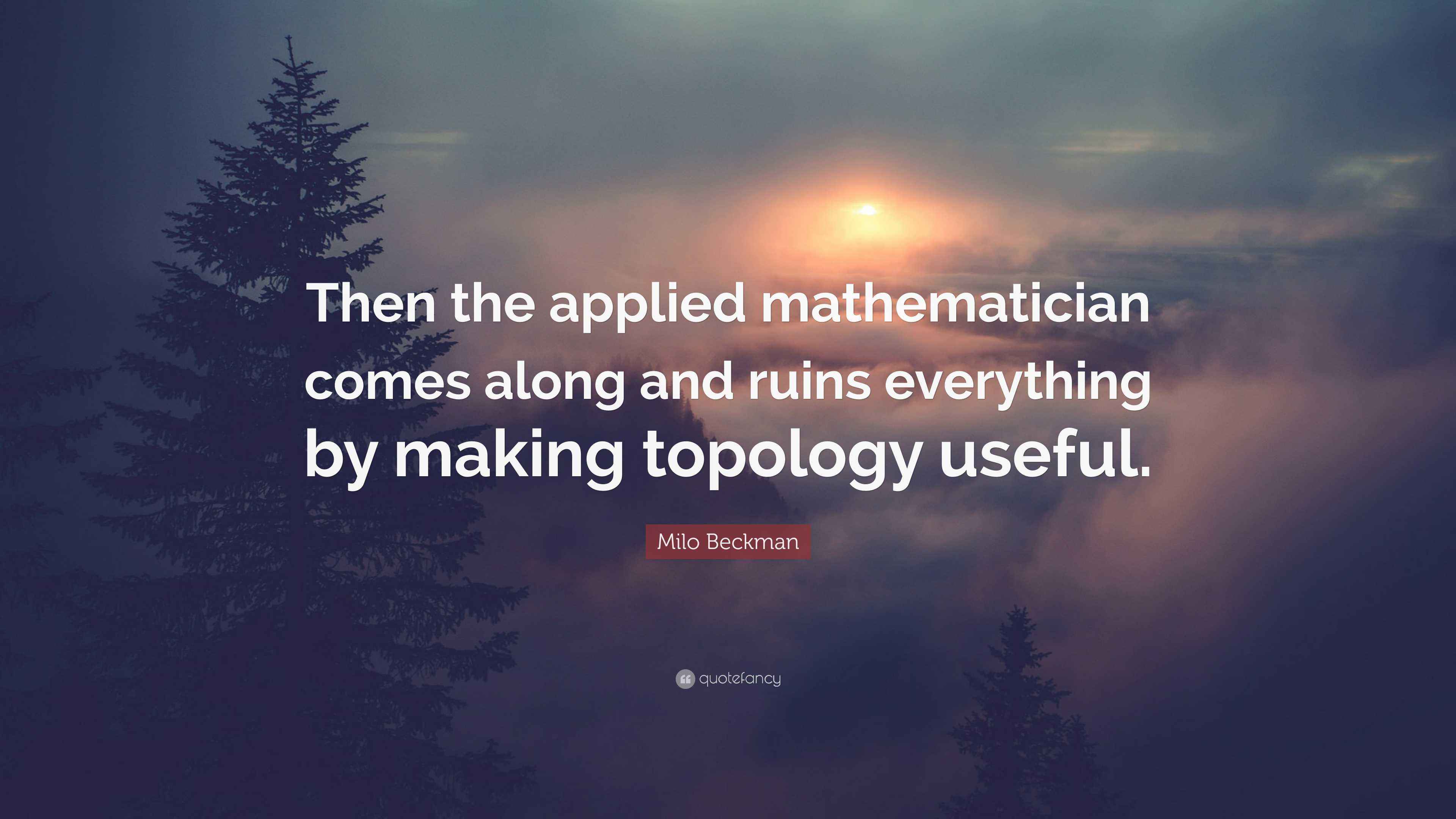 Milo Beckman Quote: “Then the applied mathematician comes along and ...