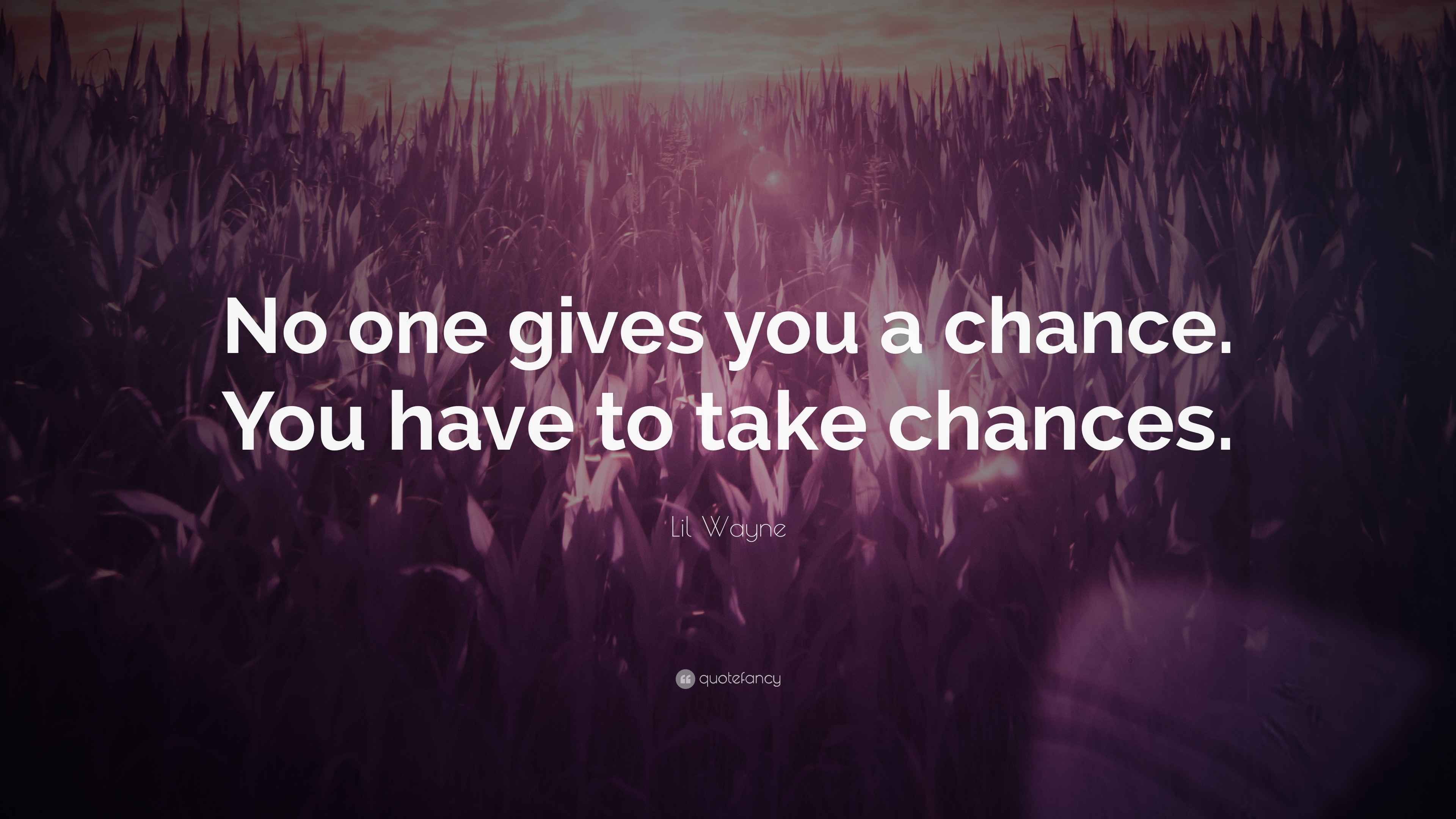 Lil Wayne Quote: “No one gives you a chance. You have to take chances.”