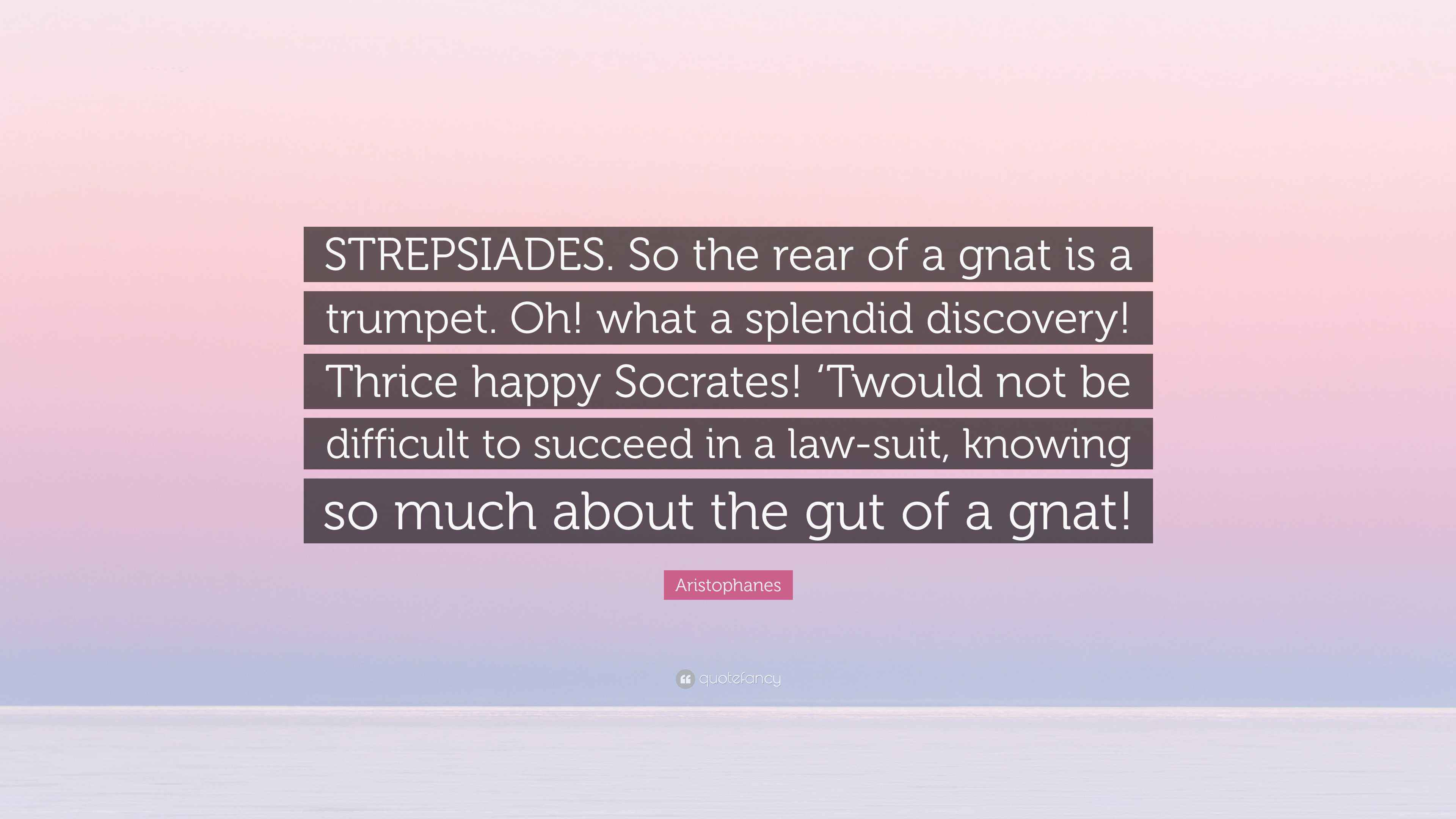 Aristophanes Quote: “STREPSIADES. So the rear of a gnat is a trumpet ...