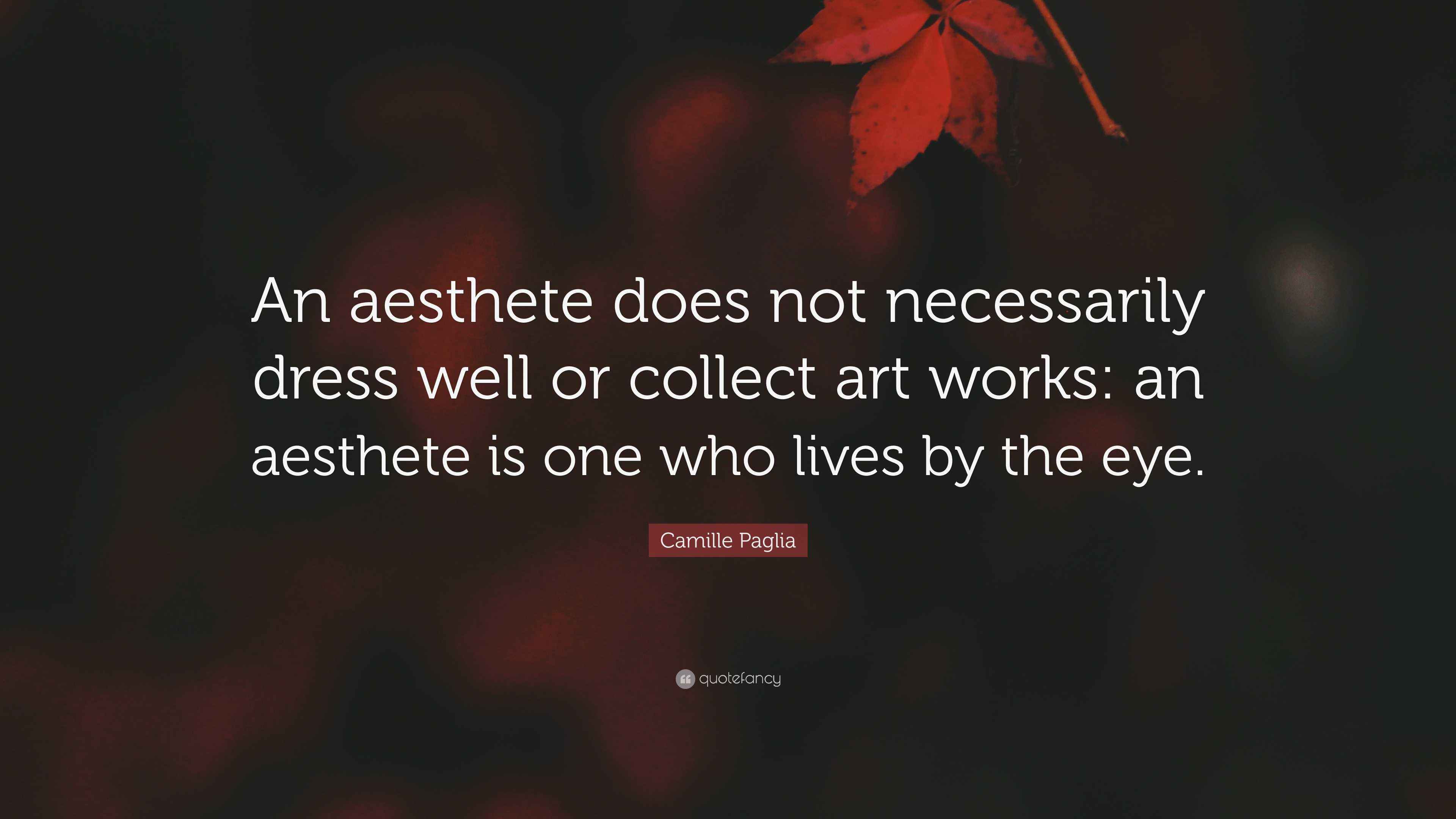 Camille Paglia Quote: “An aesthete does not necessarily dress well or ...