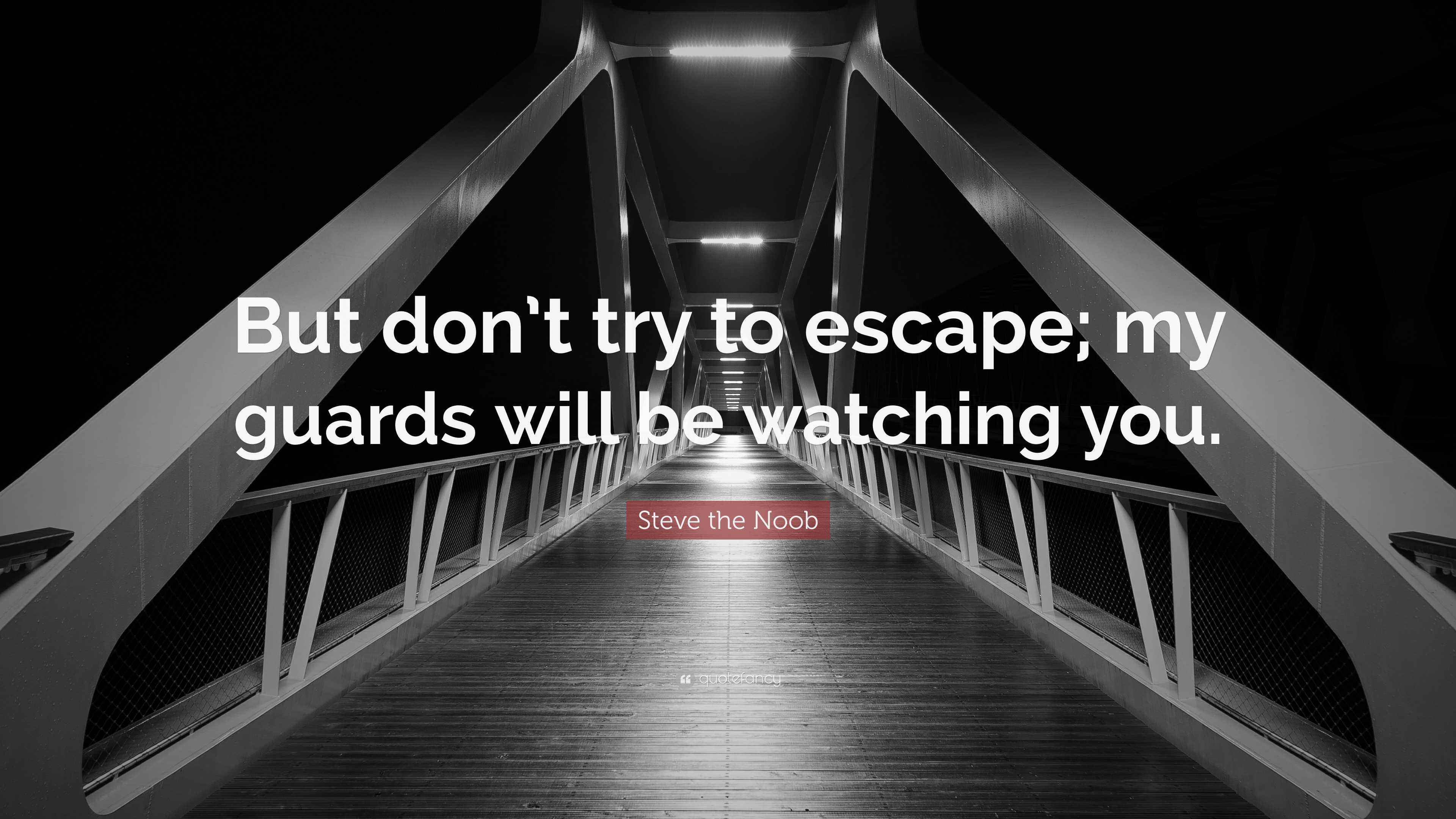Steve the Noob Quote: “But don’t try to escape; my guards will be ...