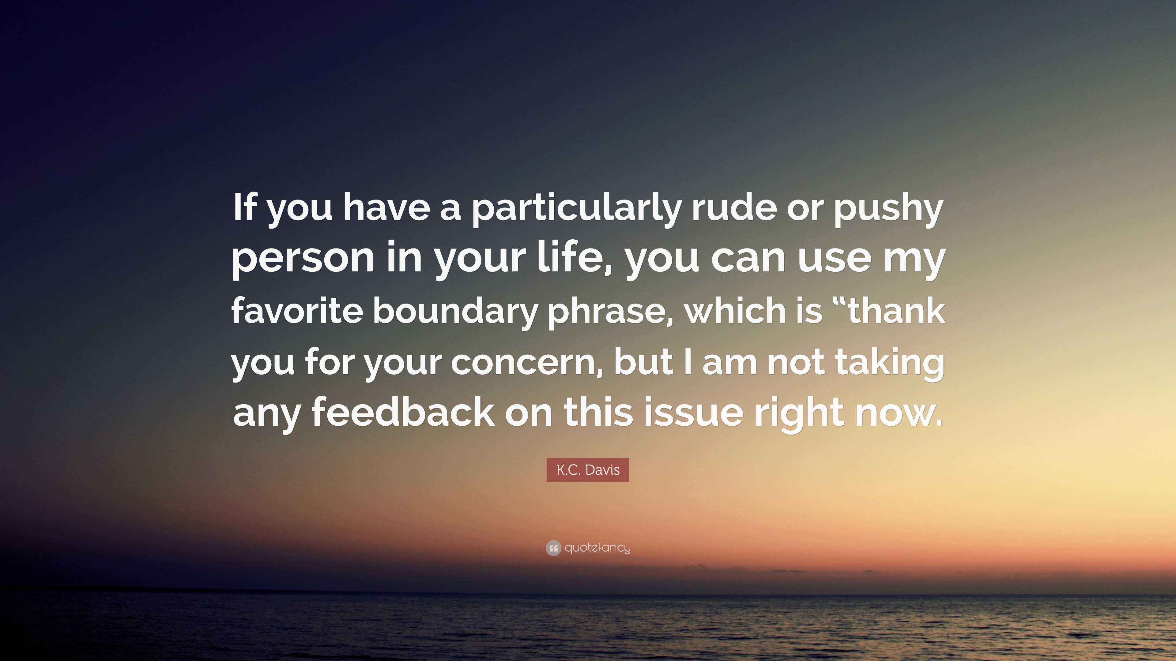 K.C. Davis Quote: “If you have a particularly rude or pushy person in ...