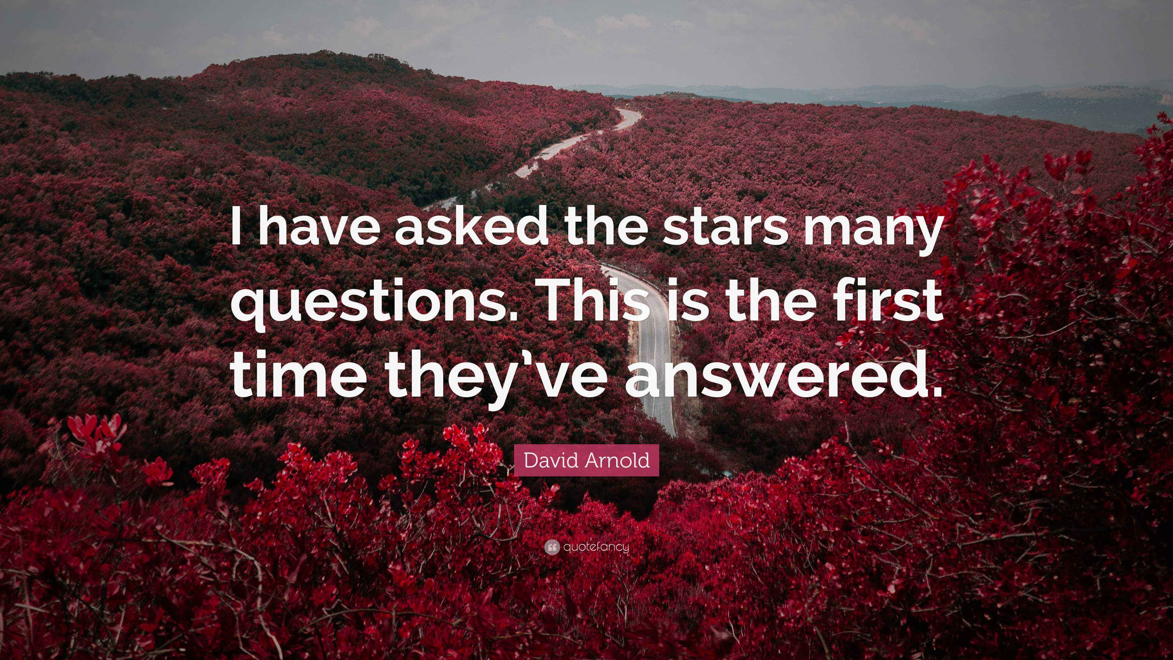 David Arnold Quote: “I have asked the stars many questions. This is the ...