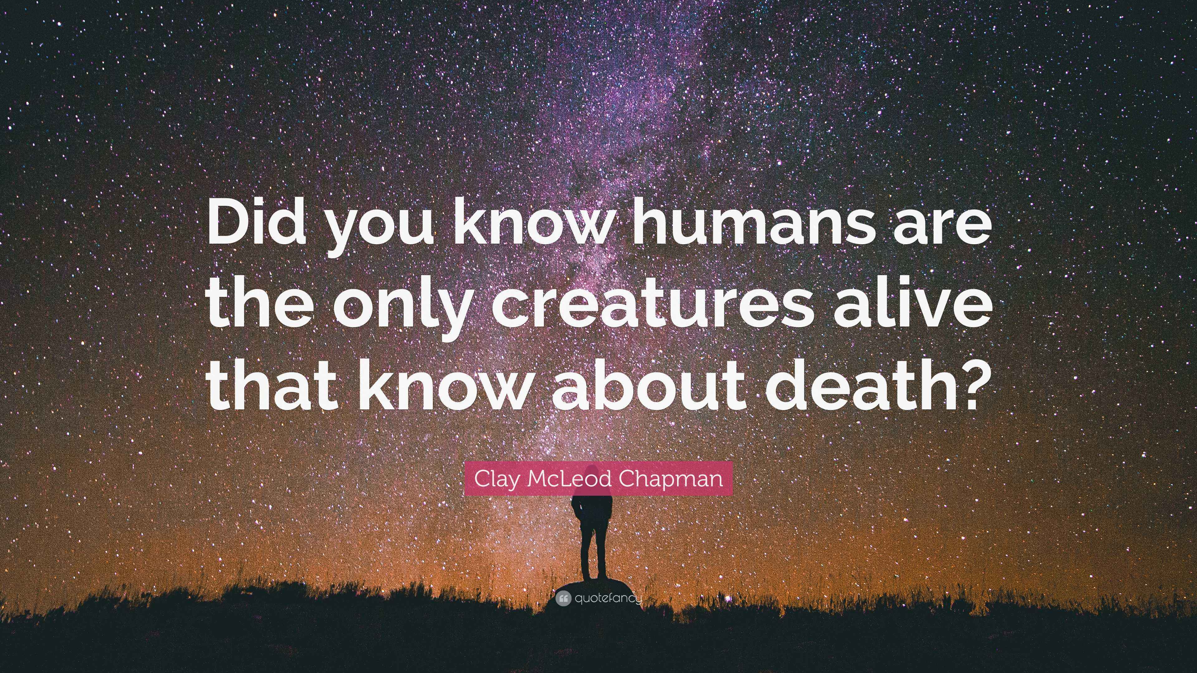 Clay McLeod Chapman Quote: “Did you know humans are the only creatures ...