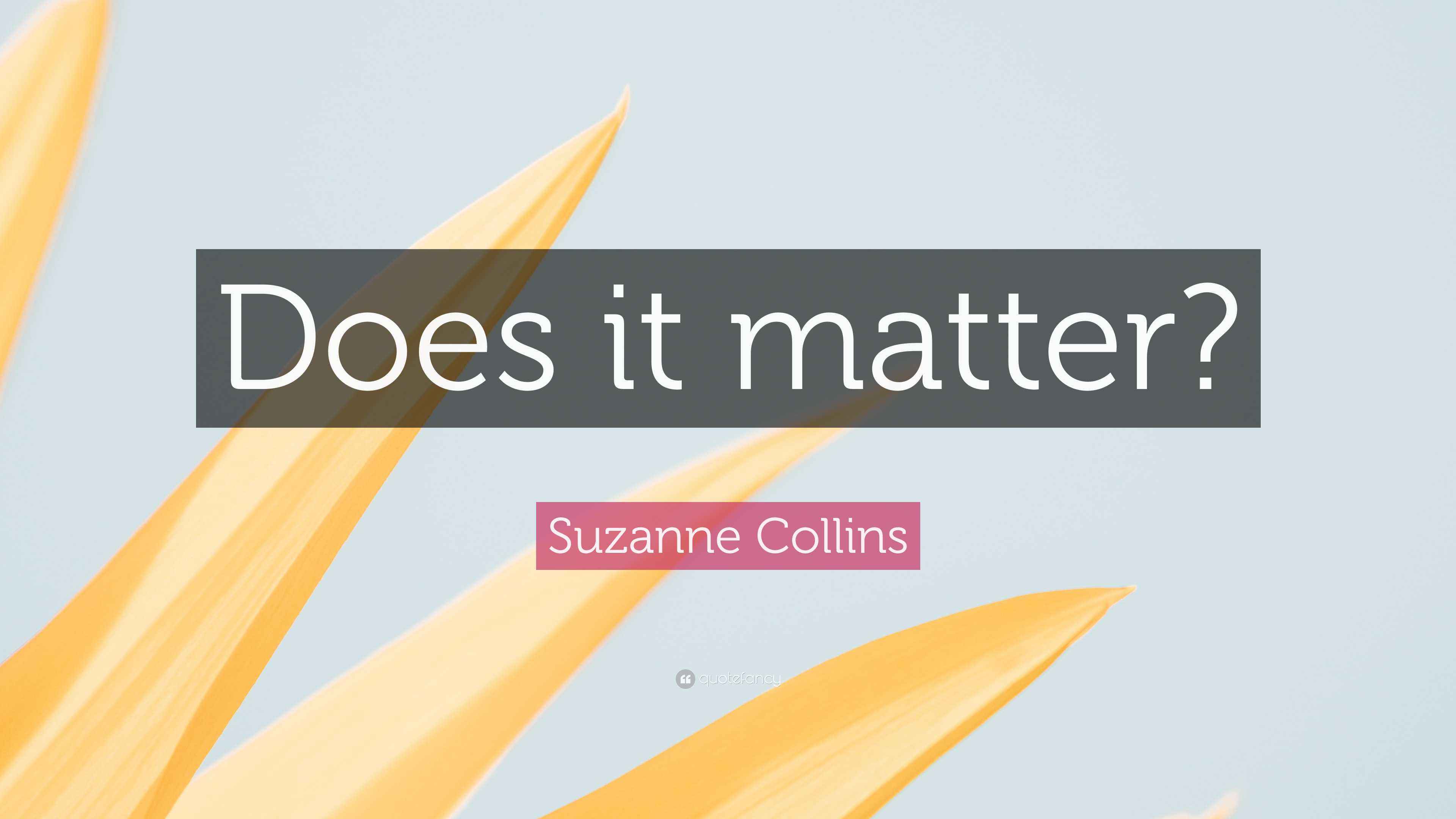 Suzanne Collins Quote: “Does it matter?”