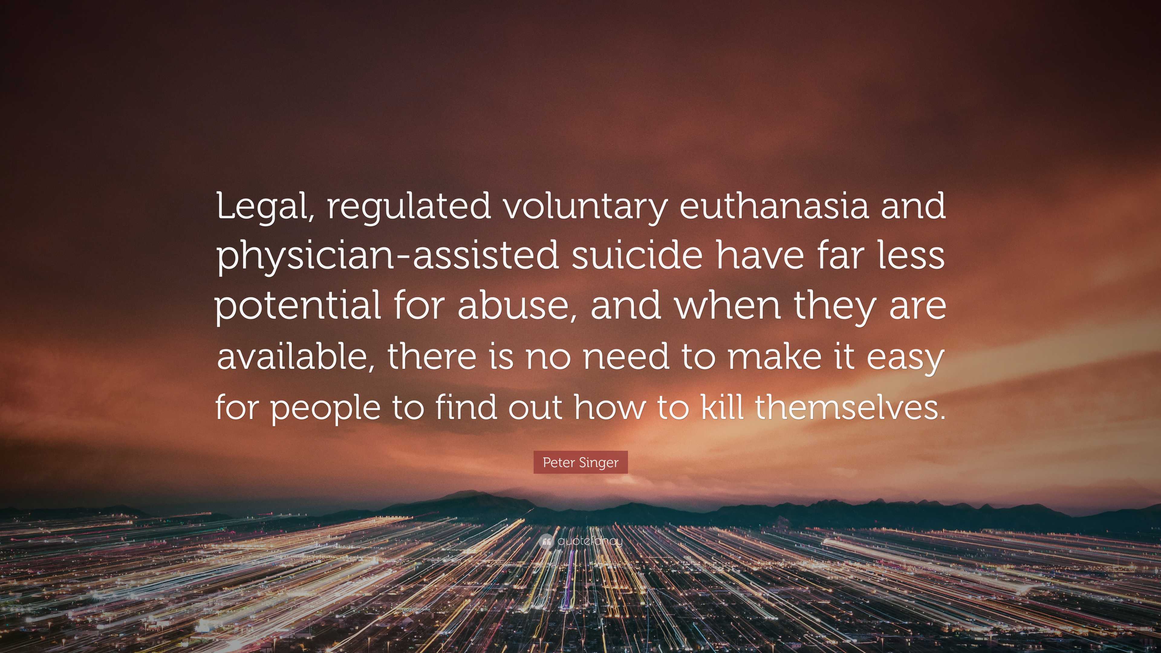 Peter Singer Quote: “Legal, regulated voluntary euthanasia and ...