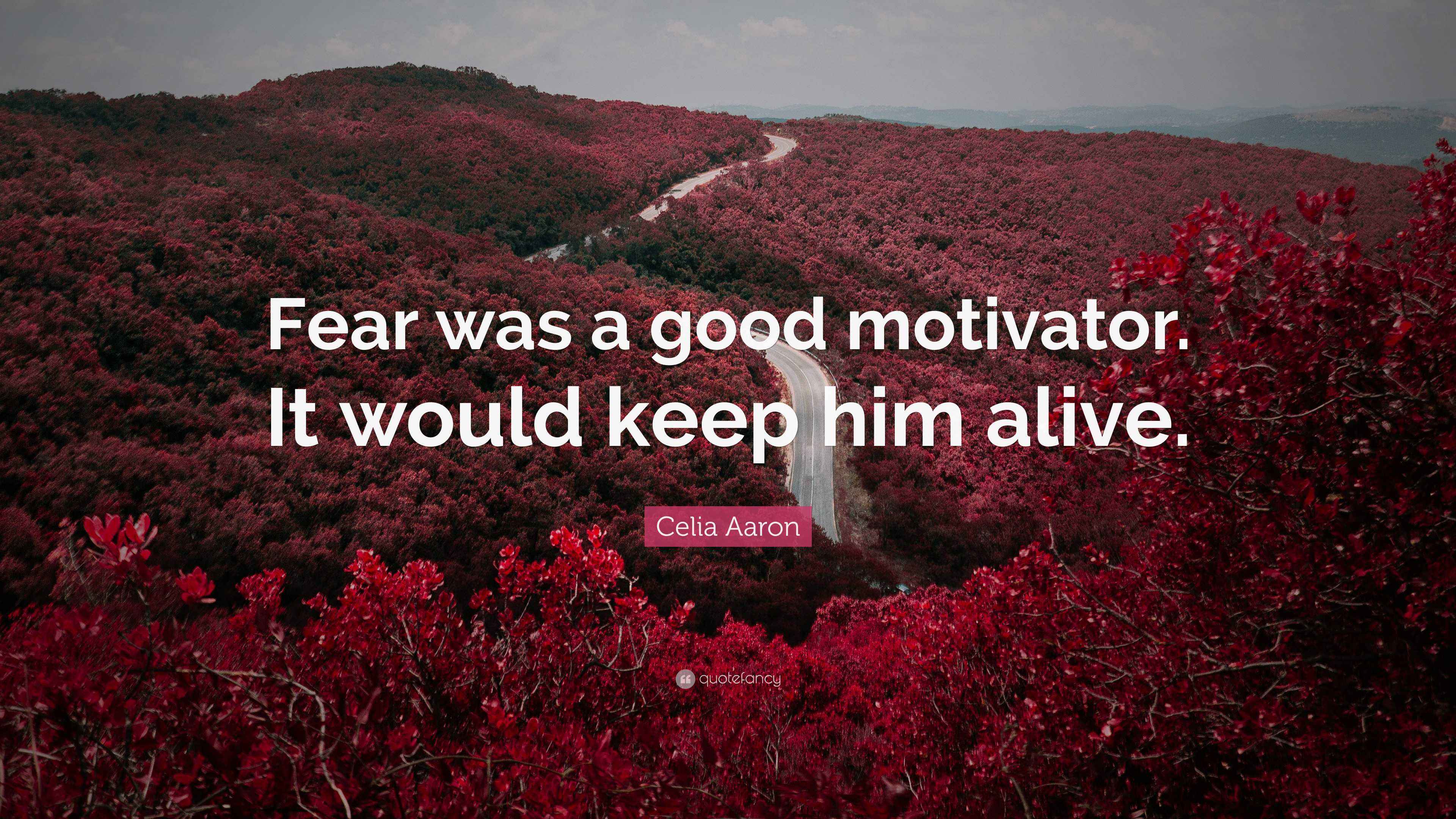 Celia Aaron Quote: “Fear was a good motivator. It would keep him alive.”
