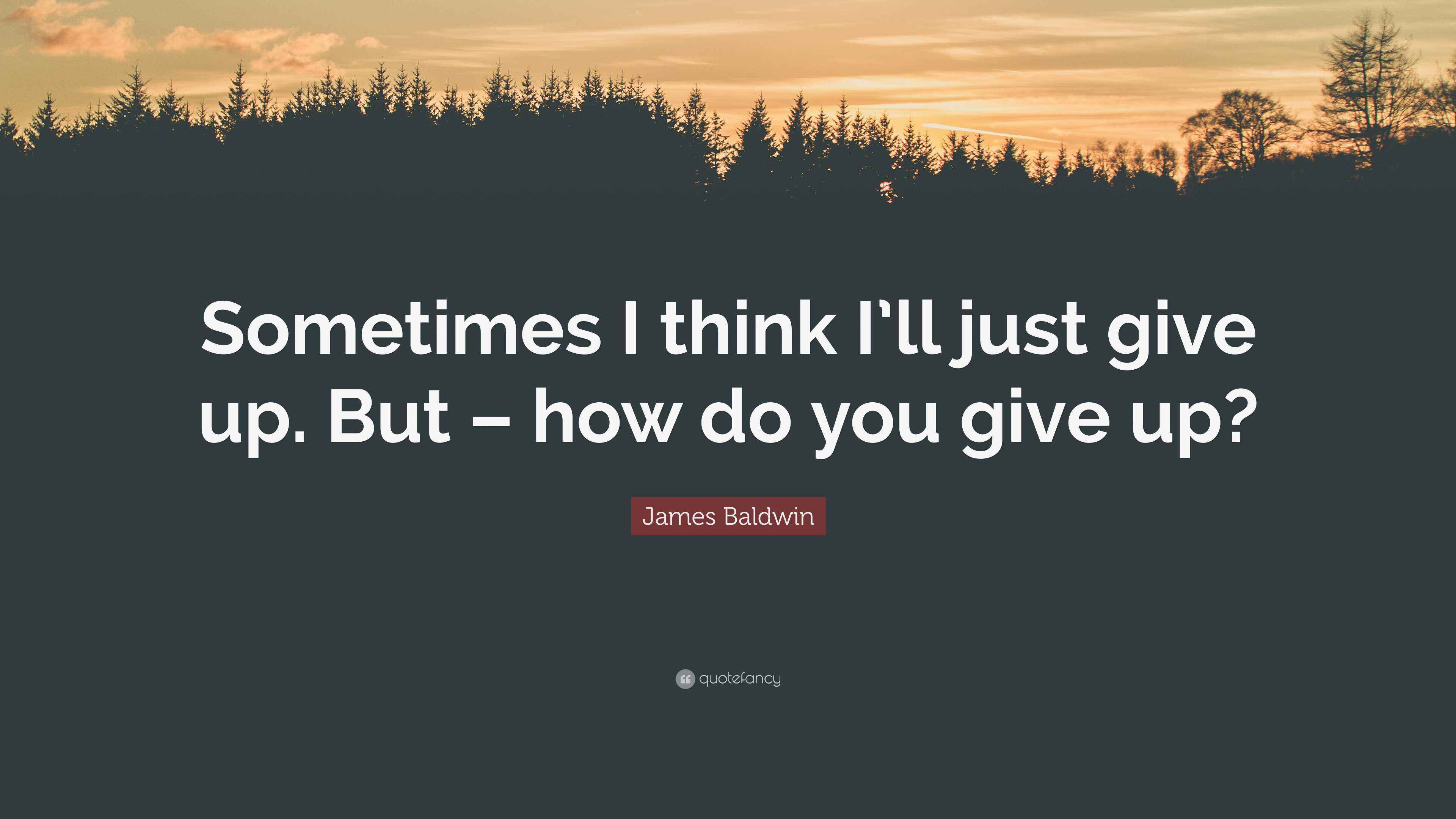 James Baldwin Quote: “Sometimes I think I’ll just give up. But – how do ...