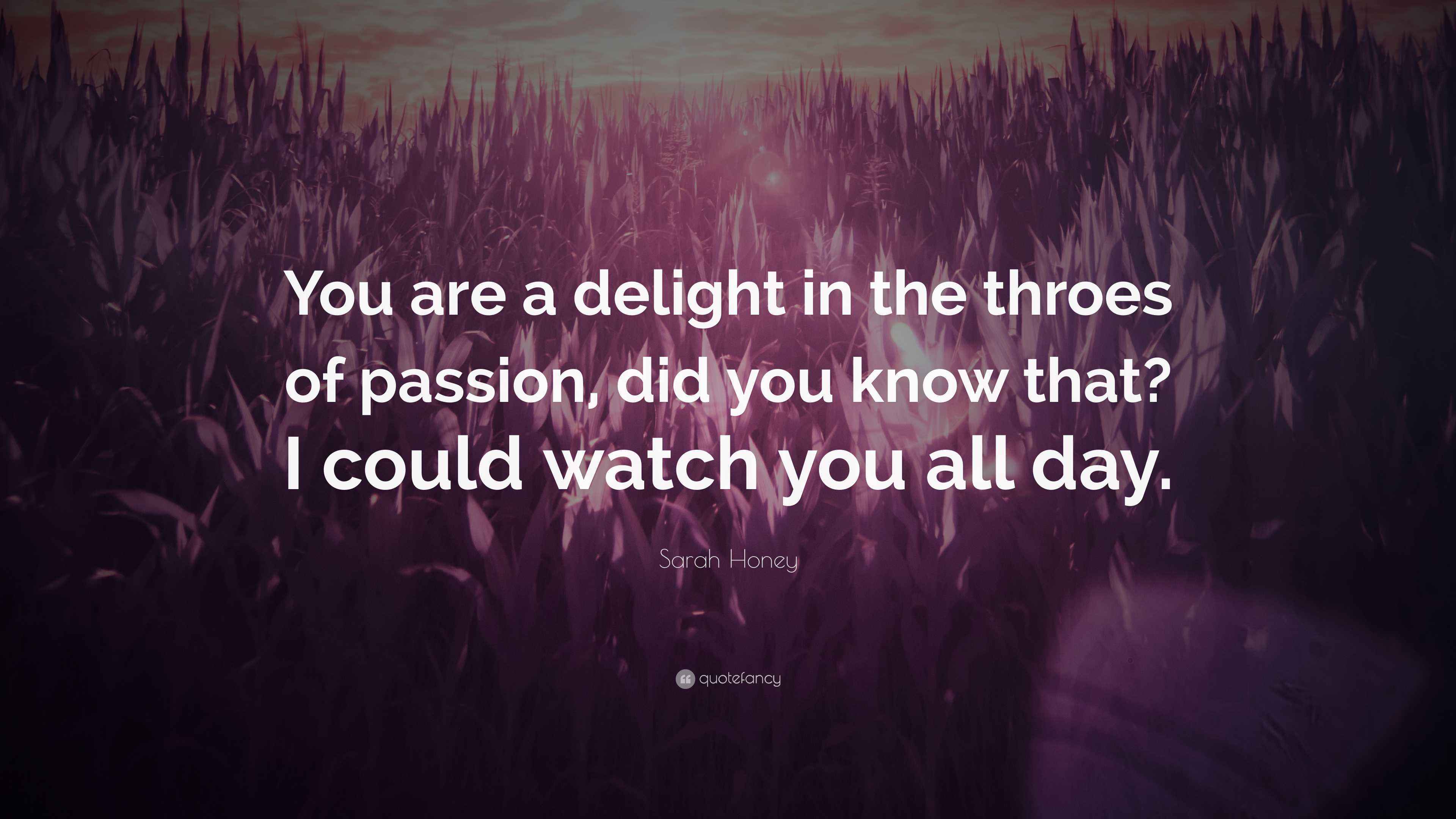 Sarah Honey Quote: “You are a delight in the throes of passion, did you ...
