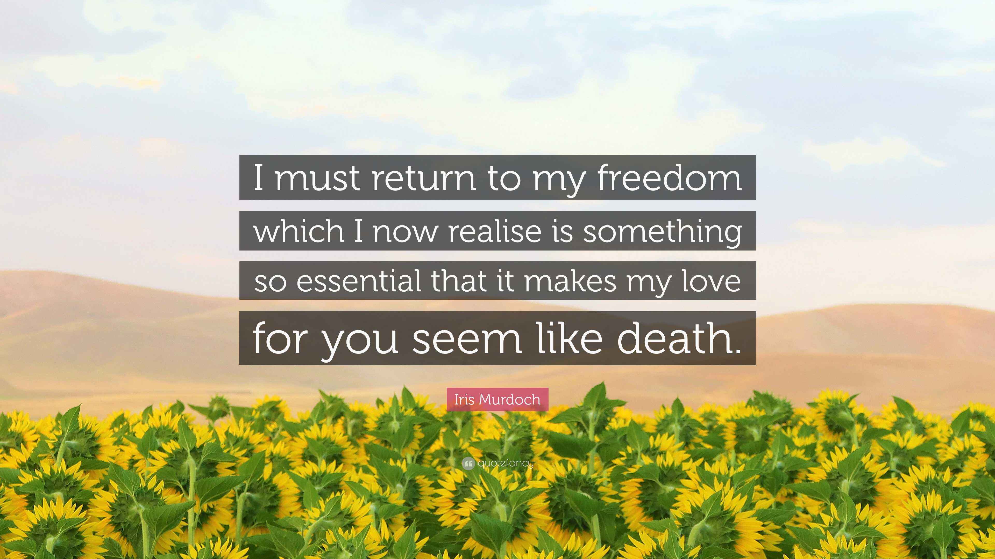 Iris Murdoch Quote: “I must return to my freedom which I now realise is ...