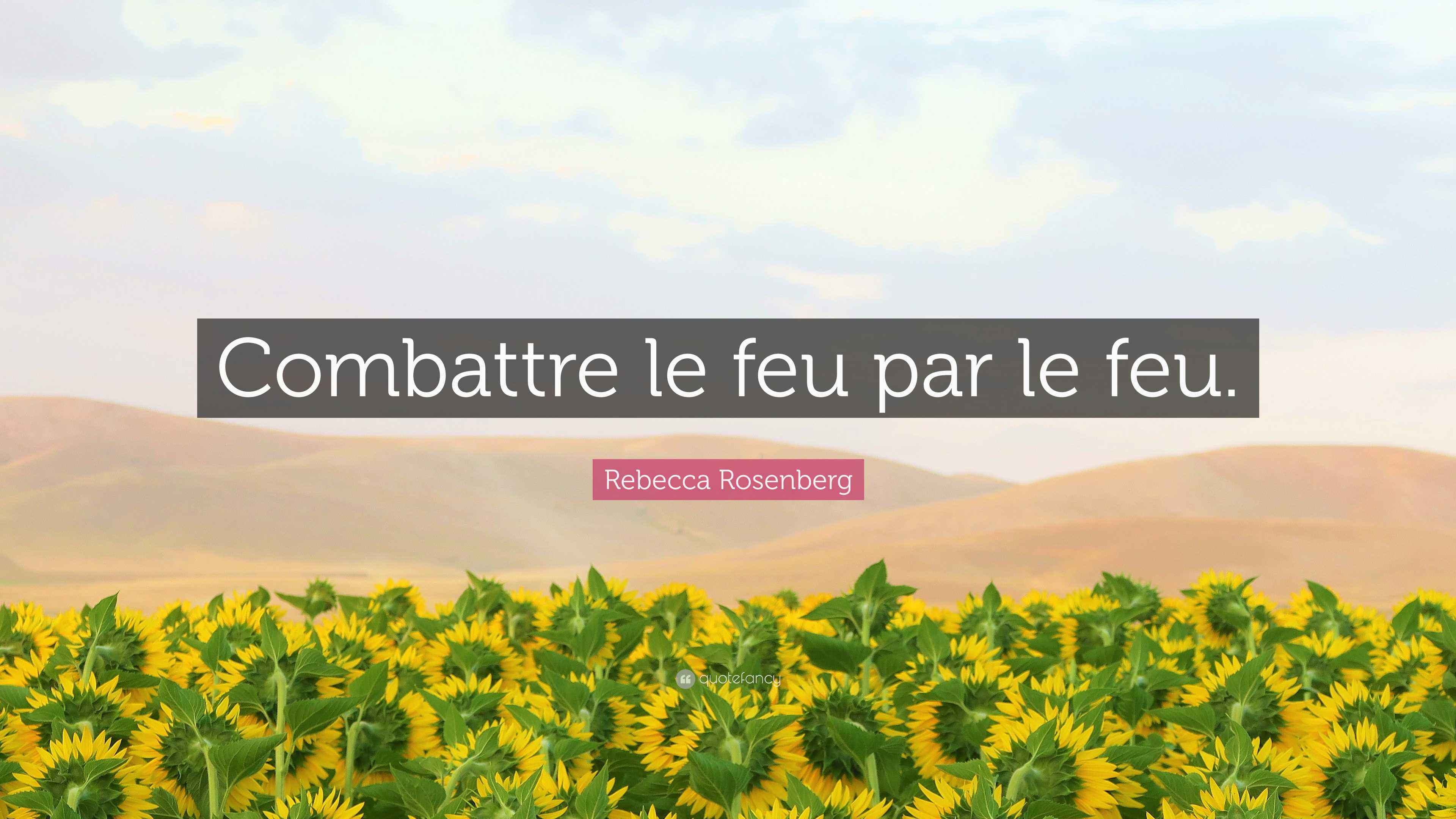 Rebecca Rosenberg Quote: “Combattre le feu par le feu.”