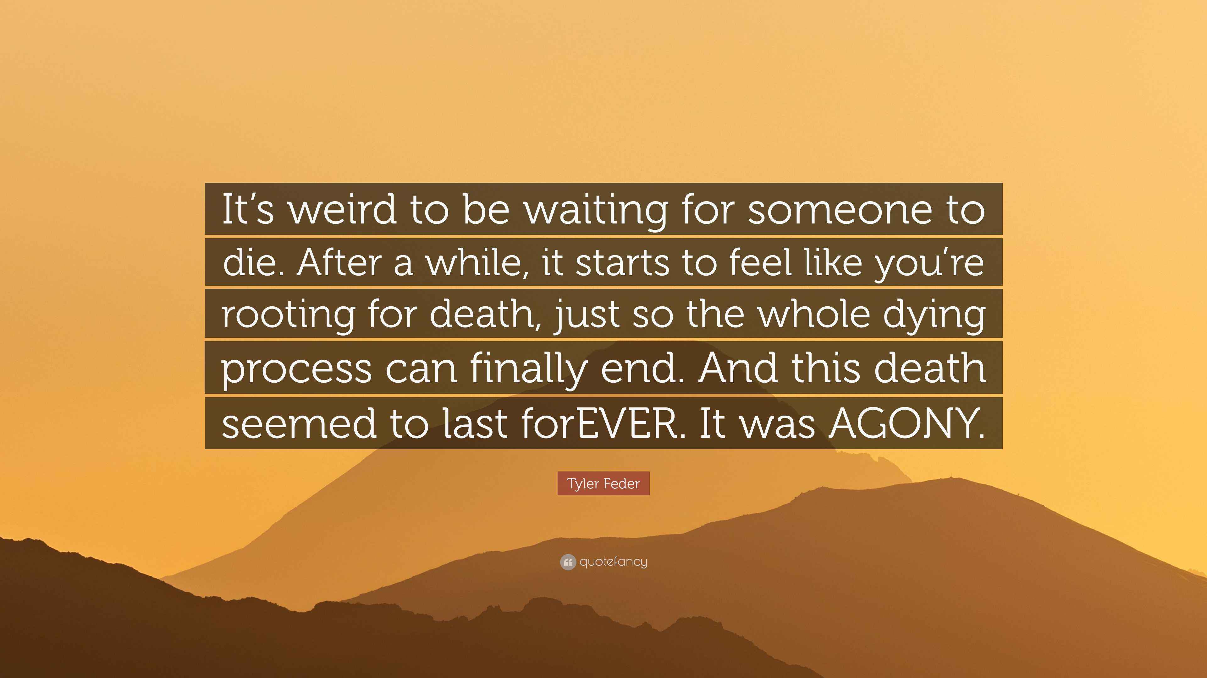 Tyler Feder Quote: “It’s weird to be waiting for someone to die. After ...