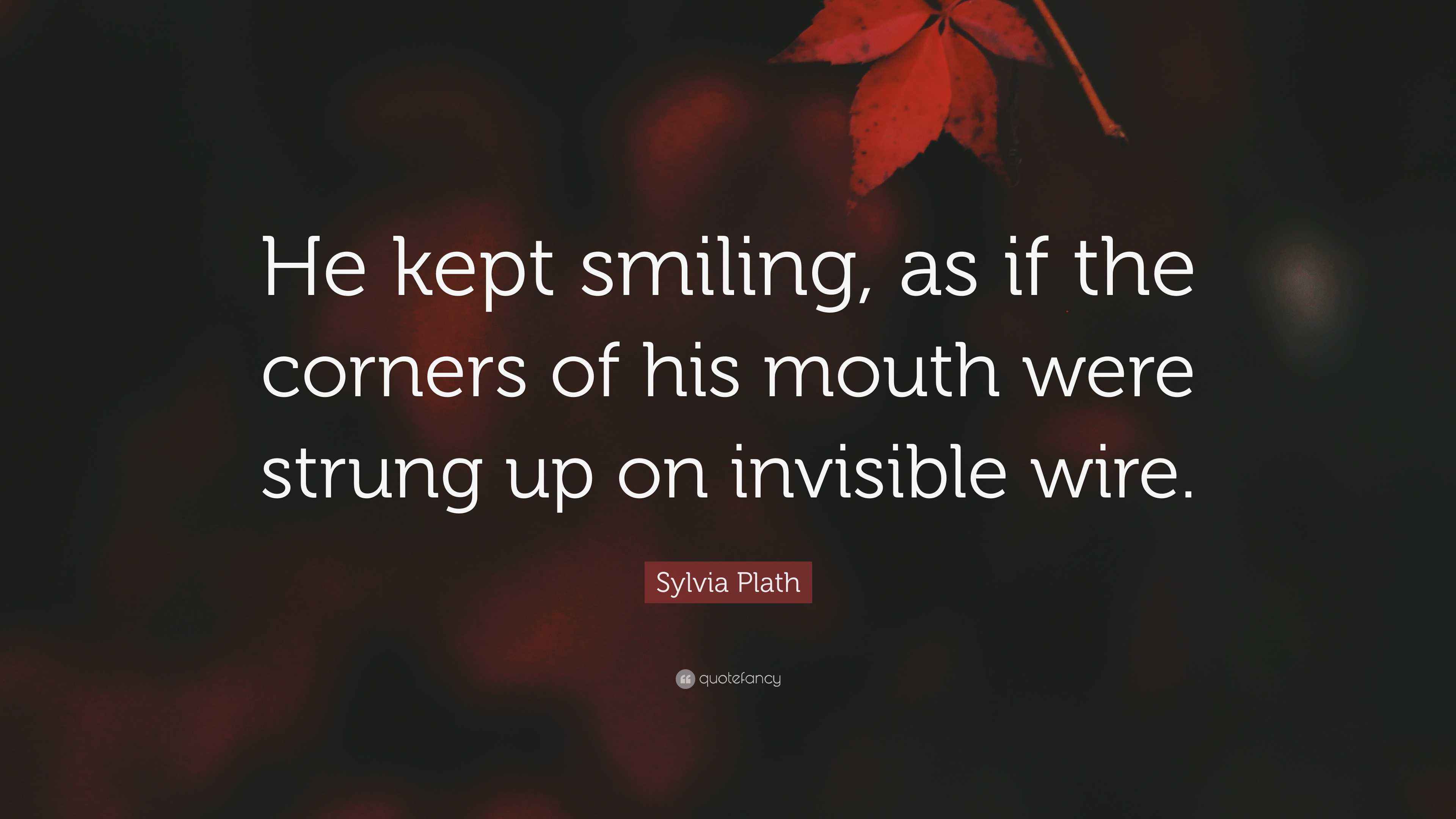 Sylvia Plath Quote: “He kept smiling, as if the corners of his mouth ...