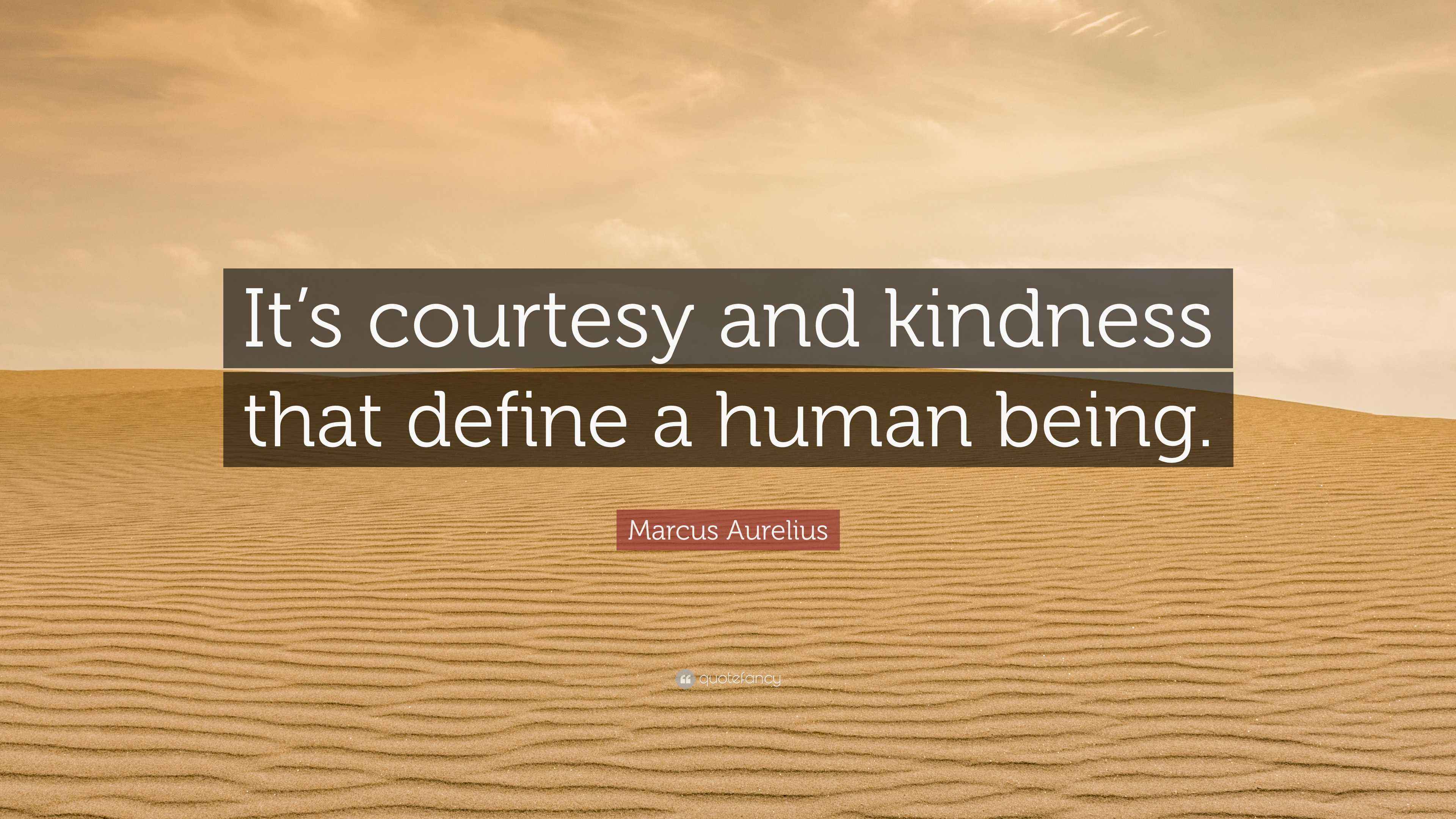 Marcus Aurelius Quote: “It’s courtesy and kindness that define a human ...