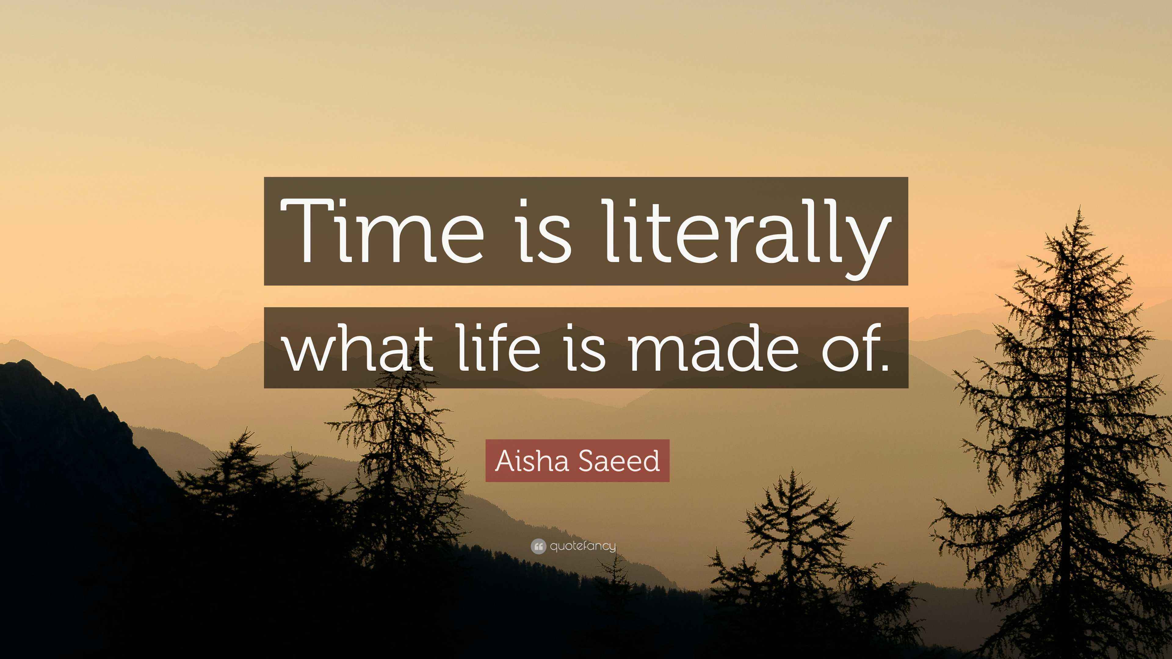 Aisha Saeed Quote: “Time is literally what life is made of.”
