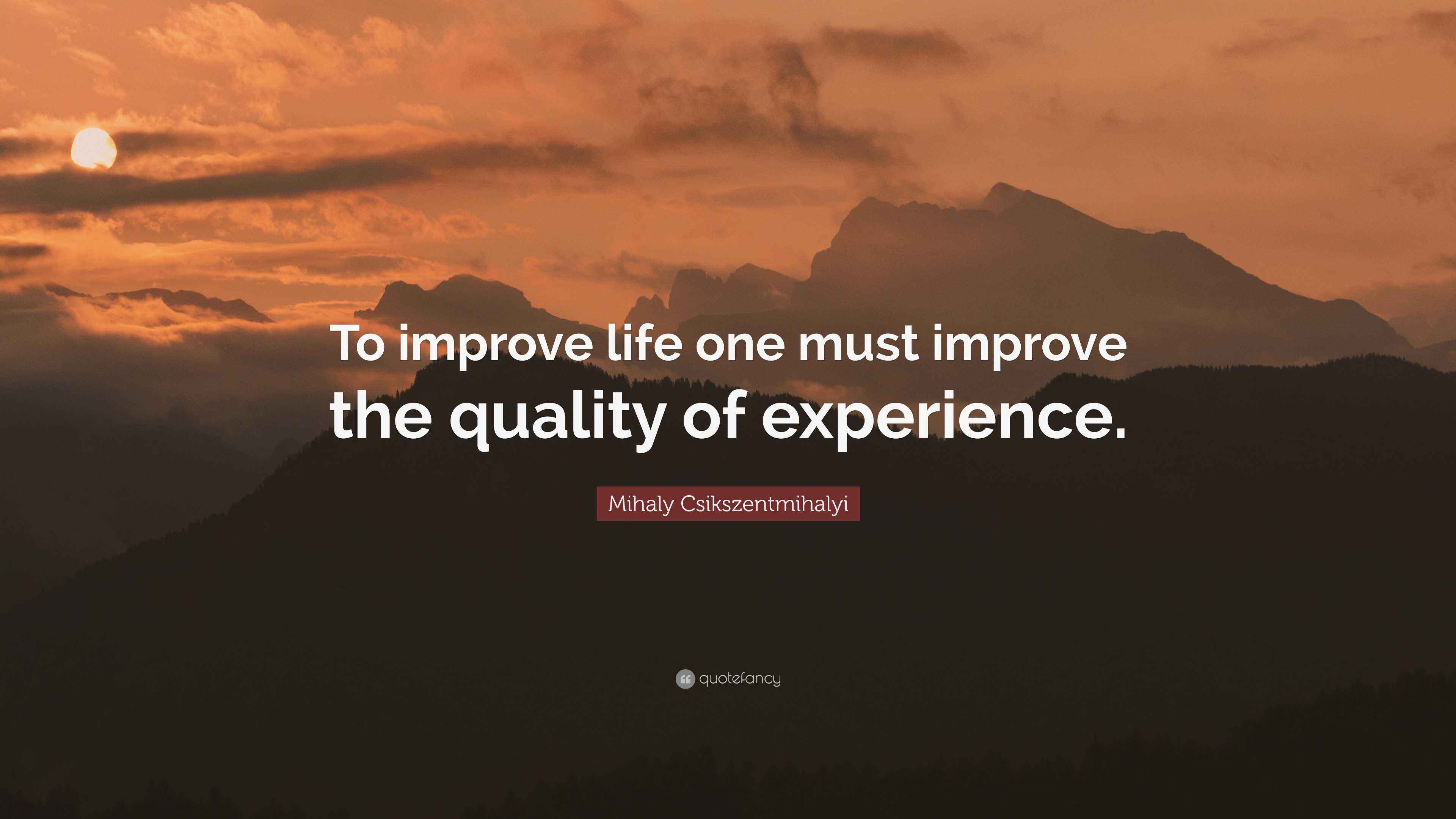 Mihaly Csikszentmihalyi Quote: “To improve life one must improve the ...