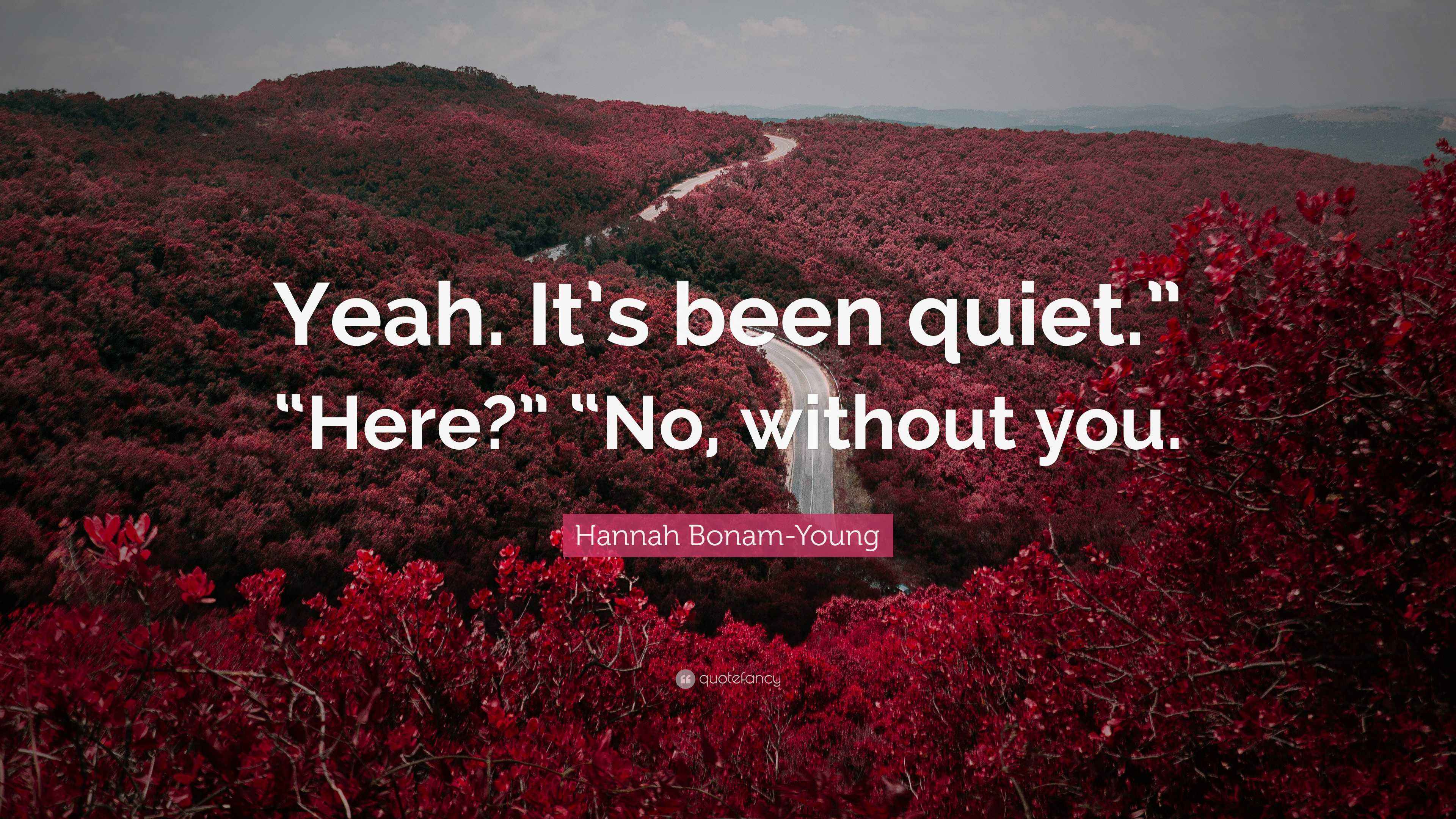 Hannah Bonam-Young Quote: “Yeah. It’s been quiet.” “Here?” “No, without ...