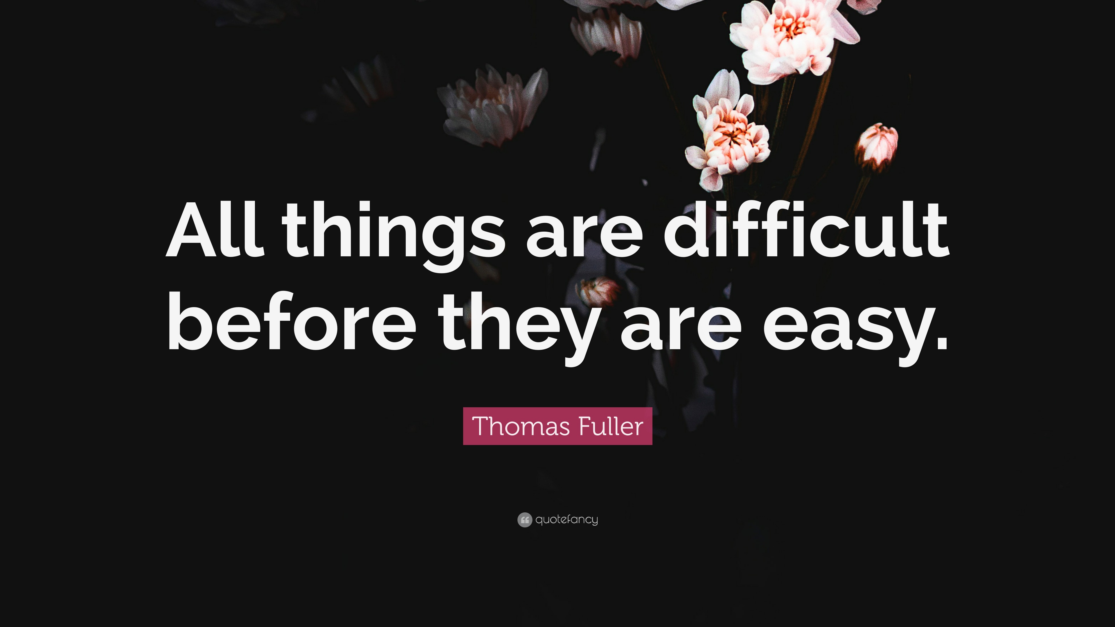 Thomas Fuller Quote: “All things are difficult before they are easy.”