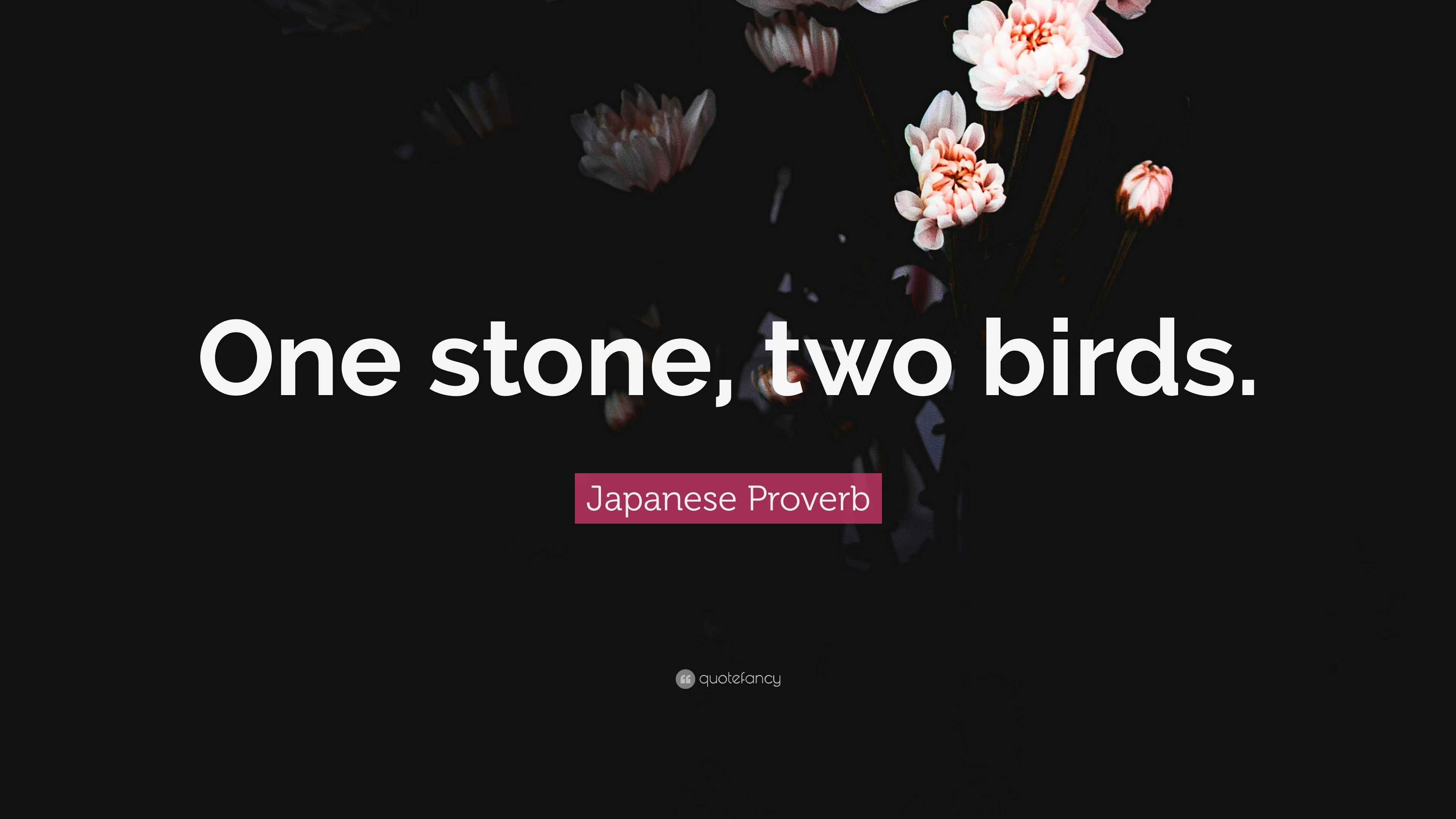 Japanese Proverb Quote: “One stone, two birds.”