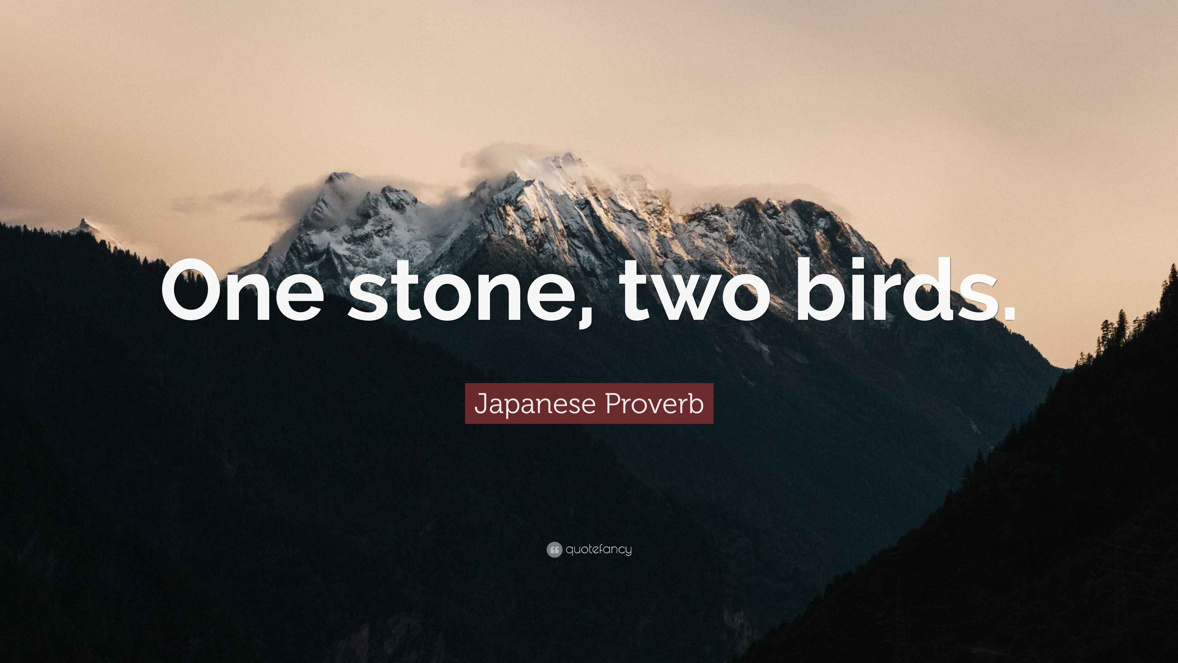 Japanese Proverb Quote: “One stone, two birds.”