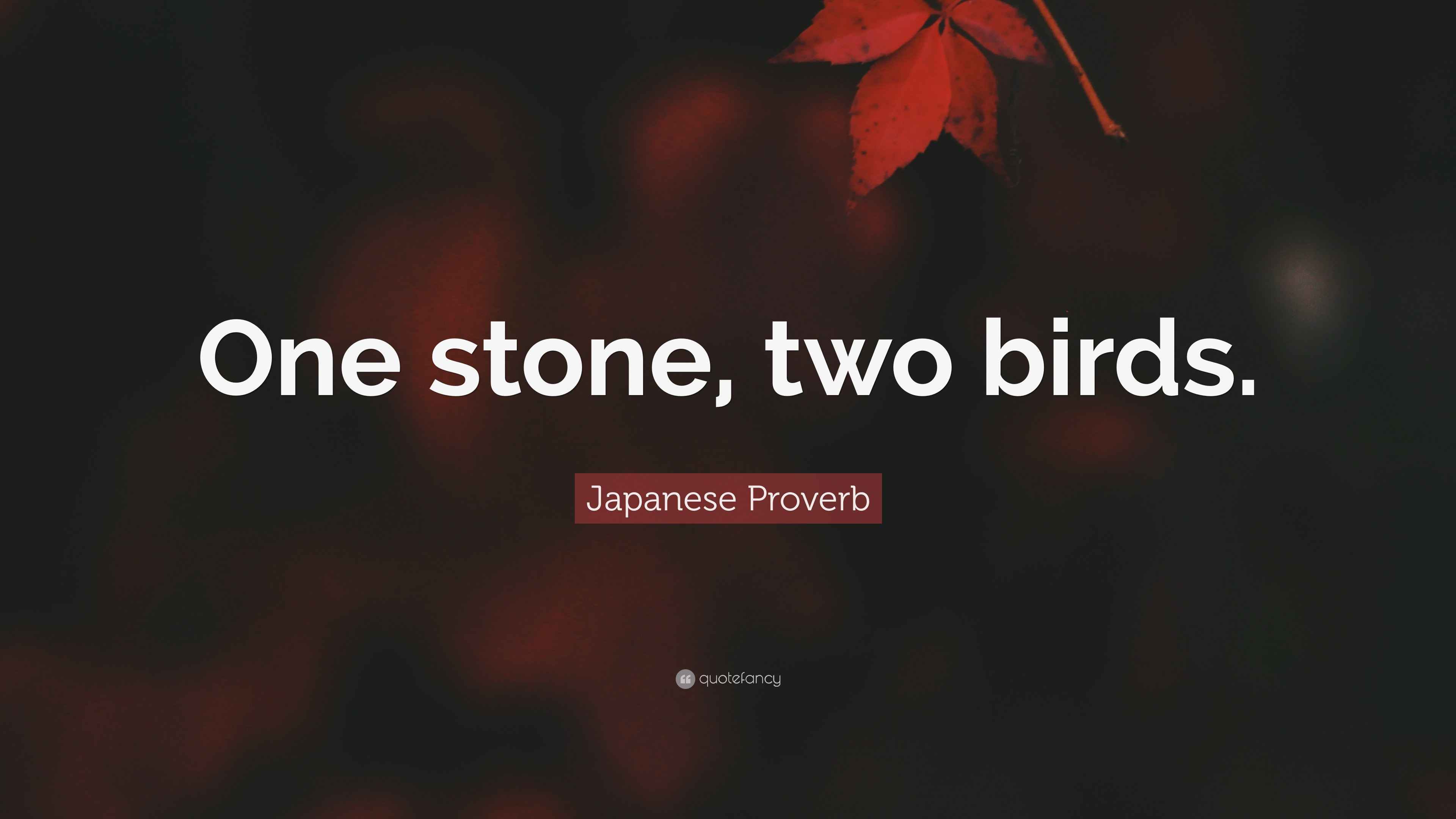 Japanese Proverb Quote: “One stone, two birds.”