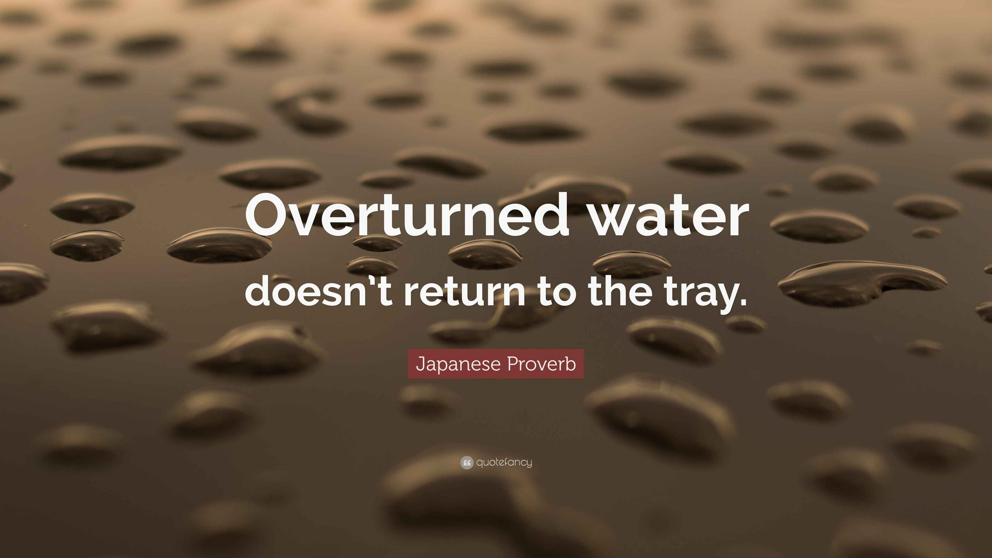 Japanese Proverb Quote: “Overturned water doesn’t return to the tray.”