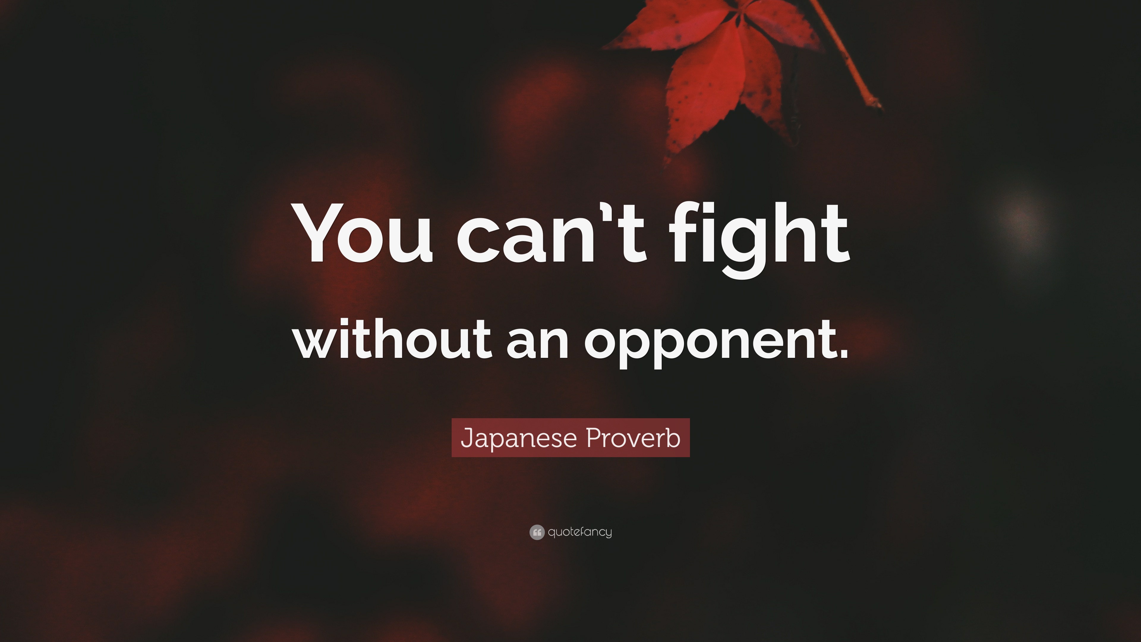 Japanese Proverb Quote: “You can’t fight without an opponent.”