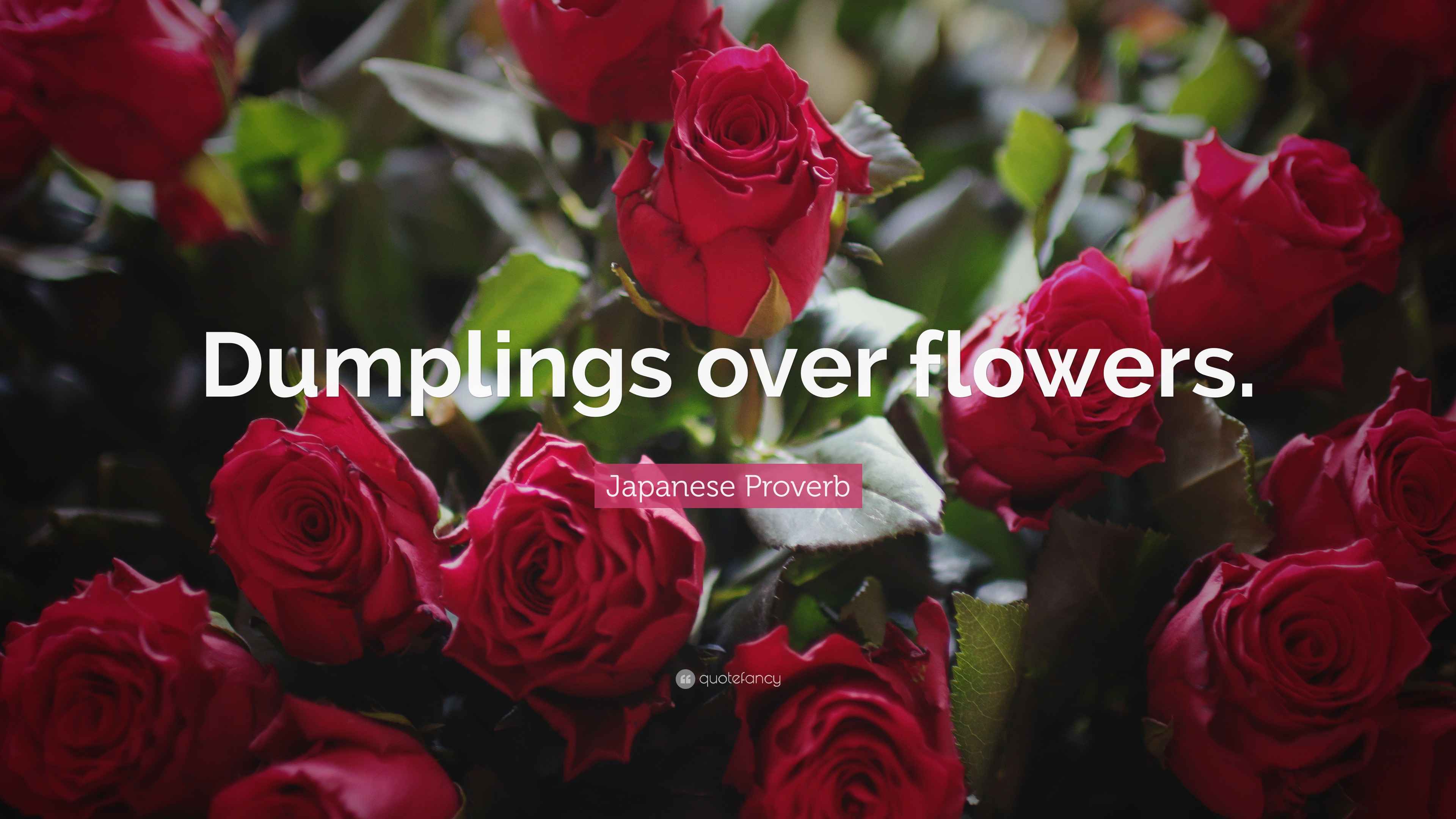 Japanese Proverb Quote: “Dumplings over flowers.”