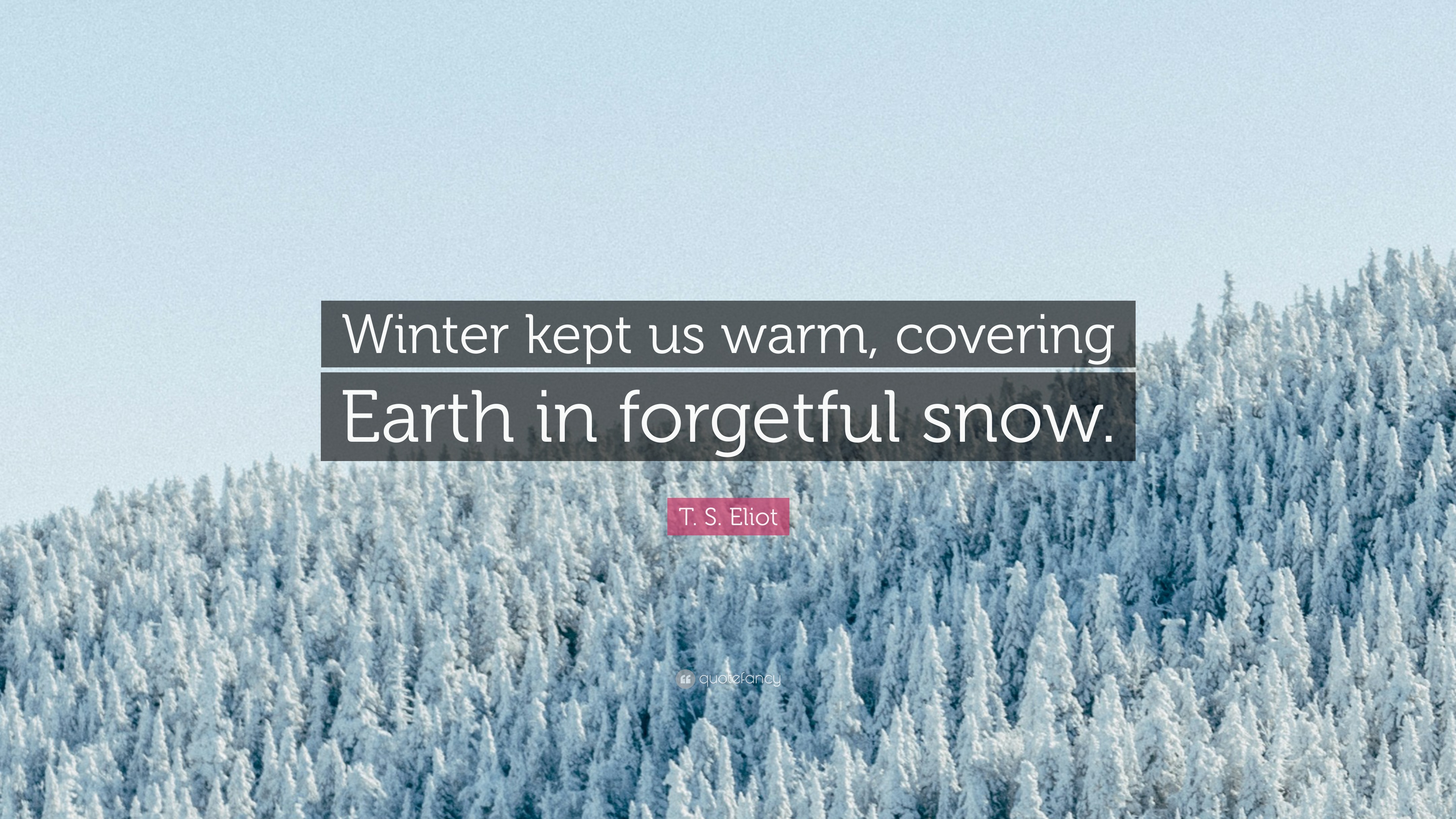 T. S. Eliot Quote: “Winter kept us warm, covering Earth in forgetful snow.”