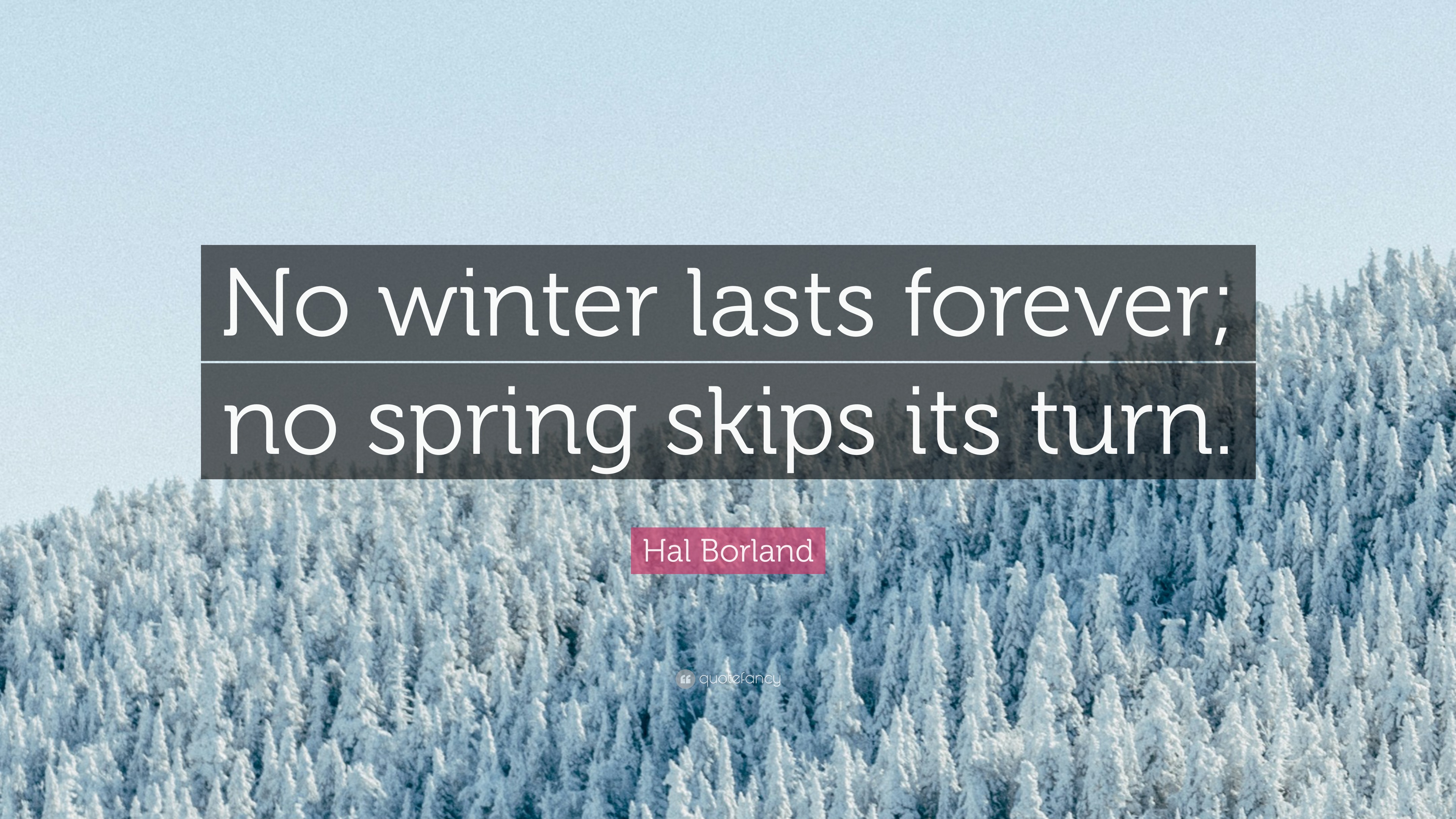 Hal Borland Quote: “No winter lasts forever; no spring skips its turn.”