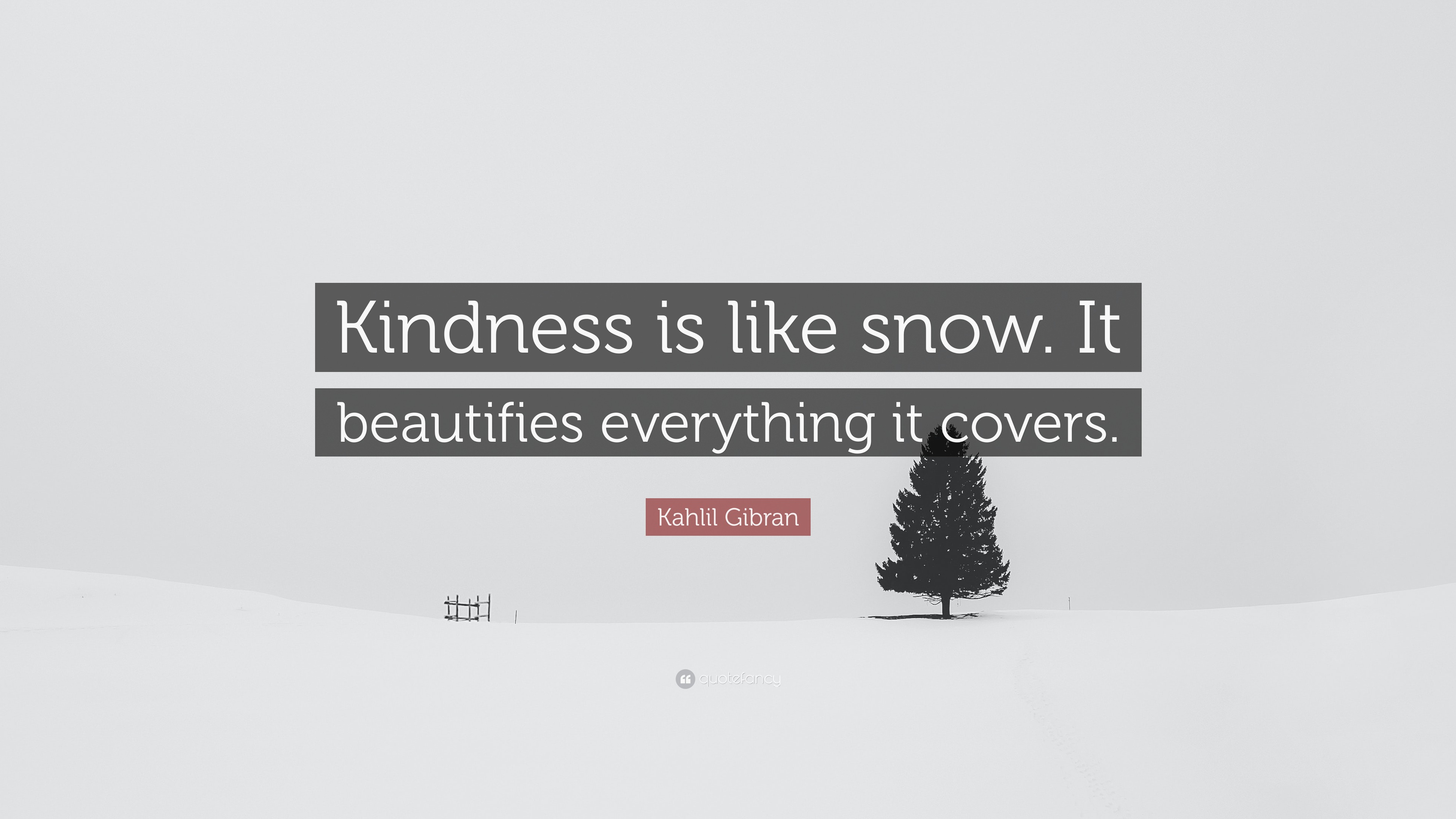 Kahlil Gibran Quote: “Kindness is like snow. It beautifies everything ...