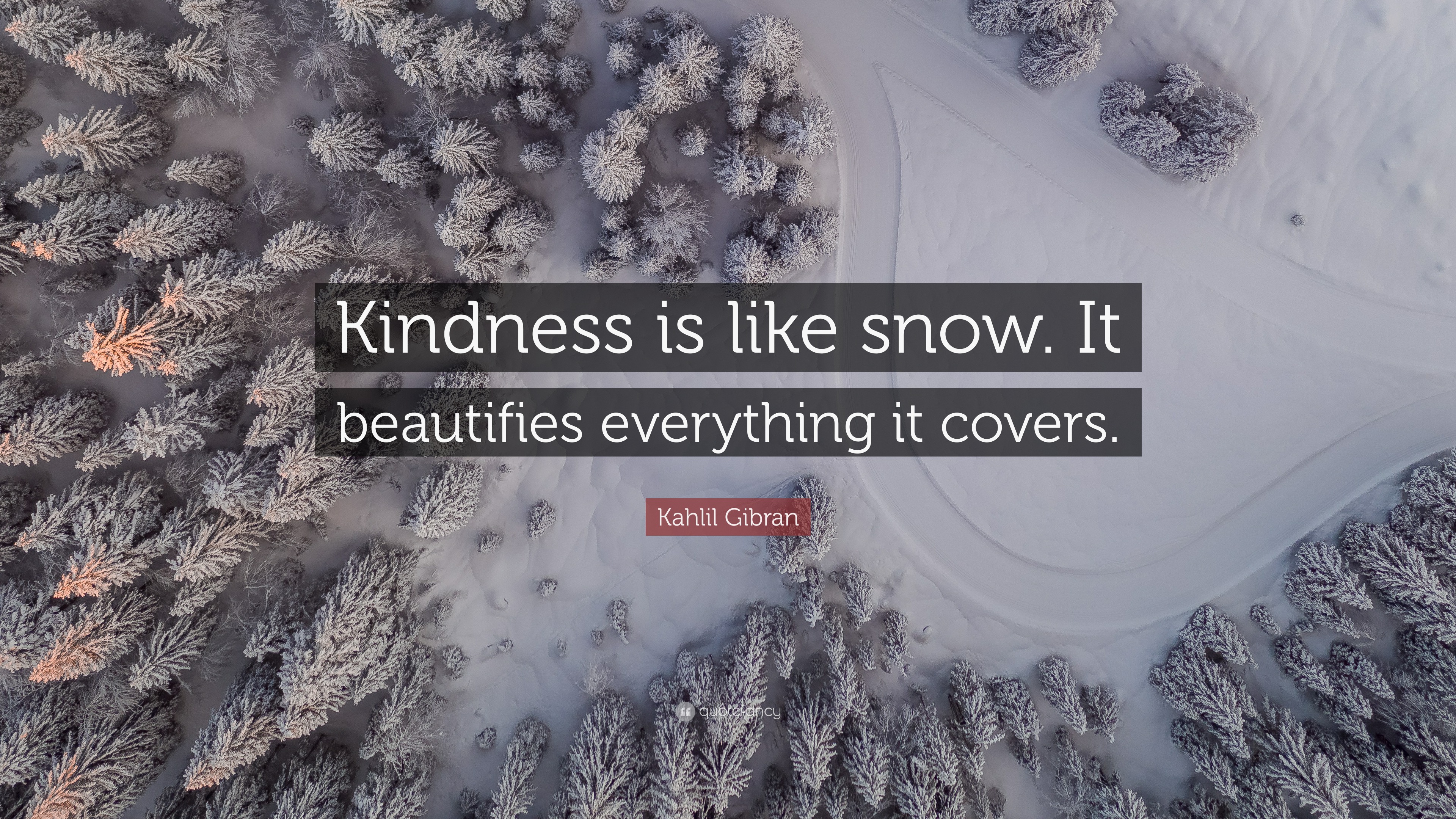 Kahlil Gibran Quote: “Kindness is like snow. It beautifies everything ...