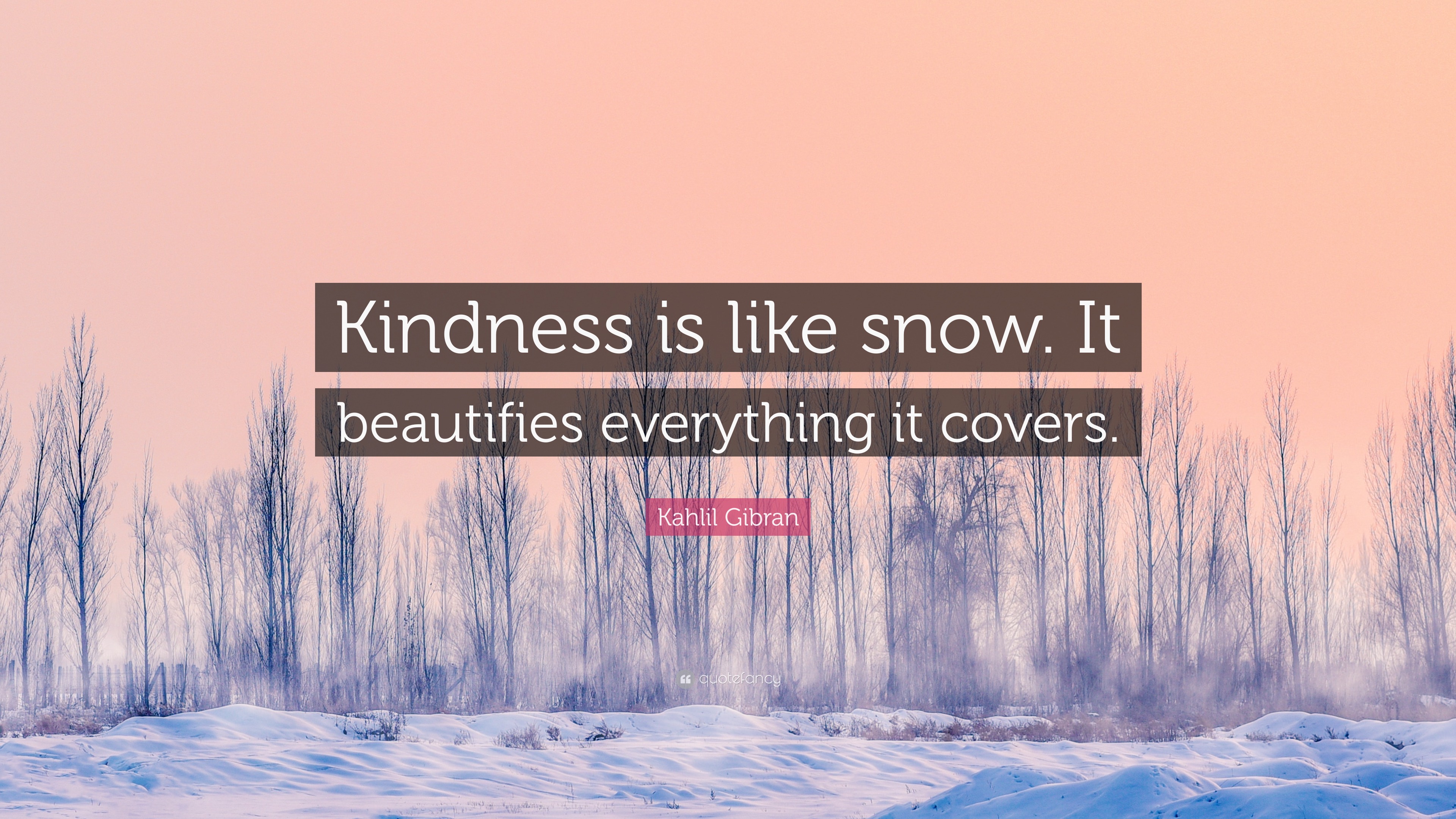 Kahlil Gibran Quote: “Kindness is like snow. It beautifies everything ...