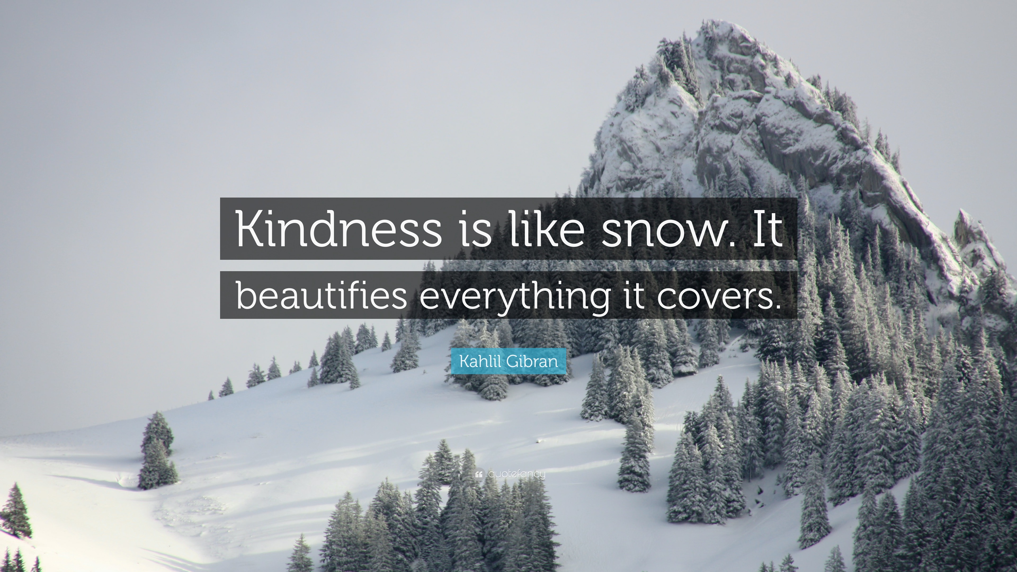 Kahlil Gibran Quote: “Kindness is like snow. It beautifies everything ...