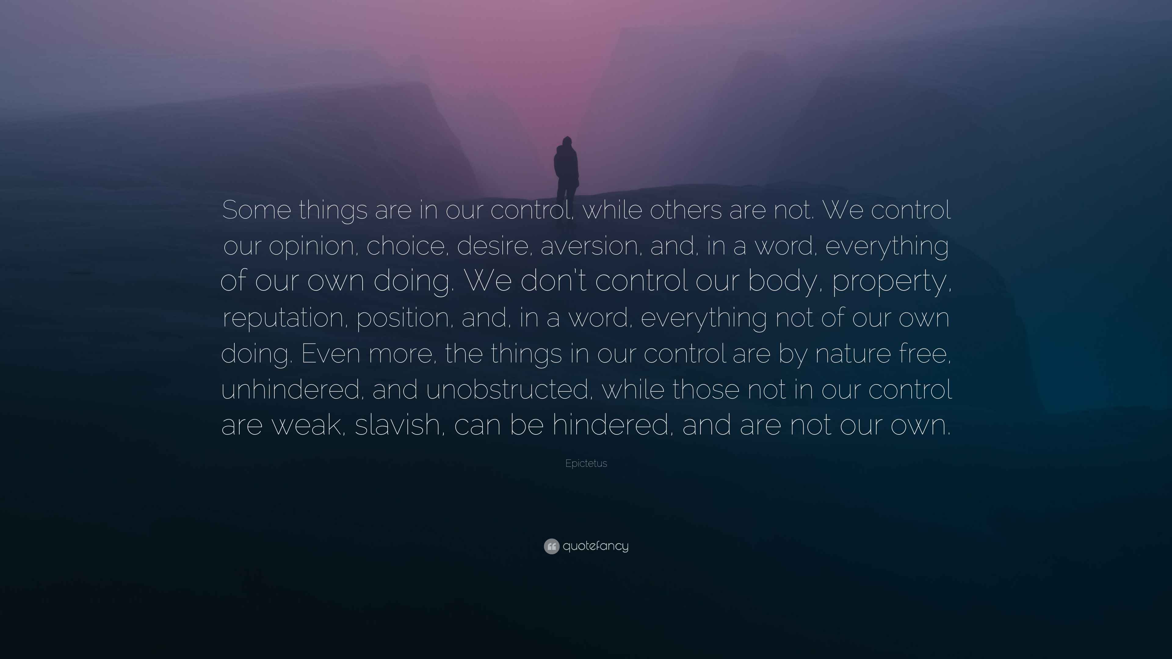 Epictetus Quote: “Some things are in our control, while others are not ...