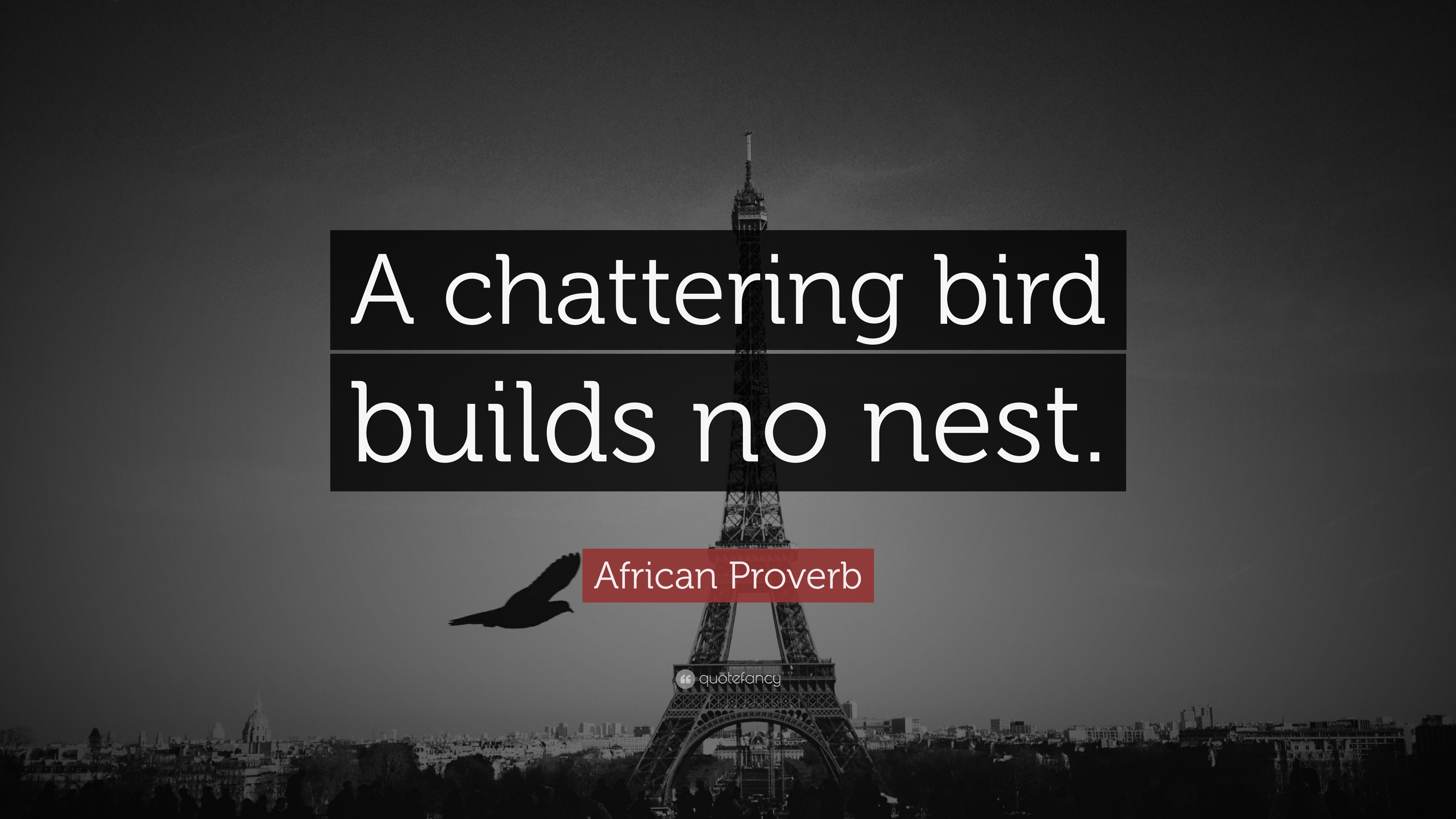 African Proverb Quote: “A chattering bird builds no nest.”