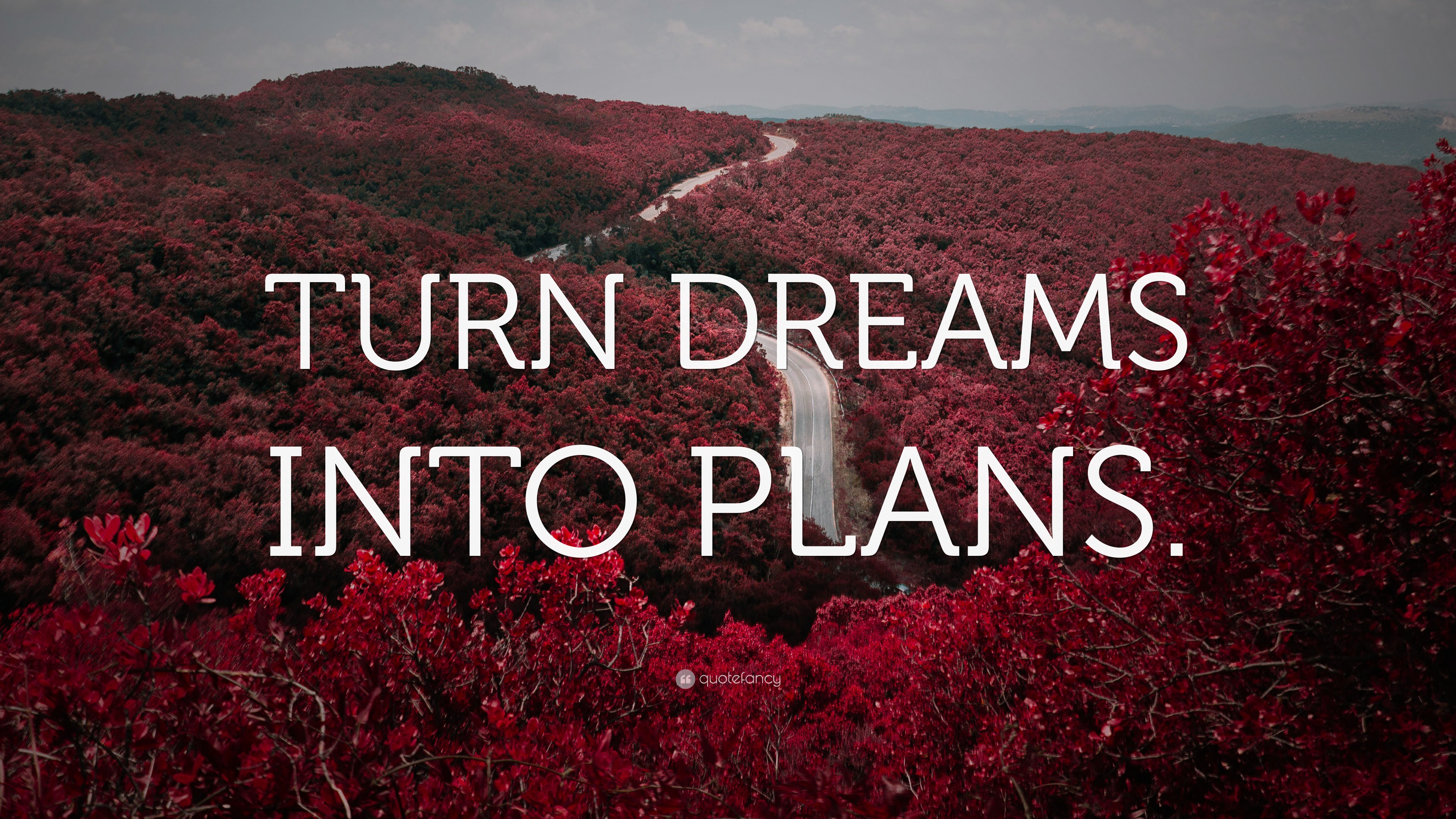“TURN DREAMS INTO PLANS.” Wallpaper by QuoteFancy