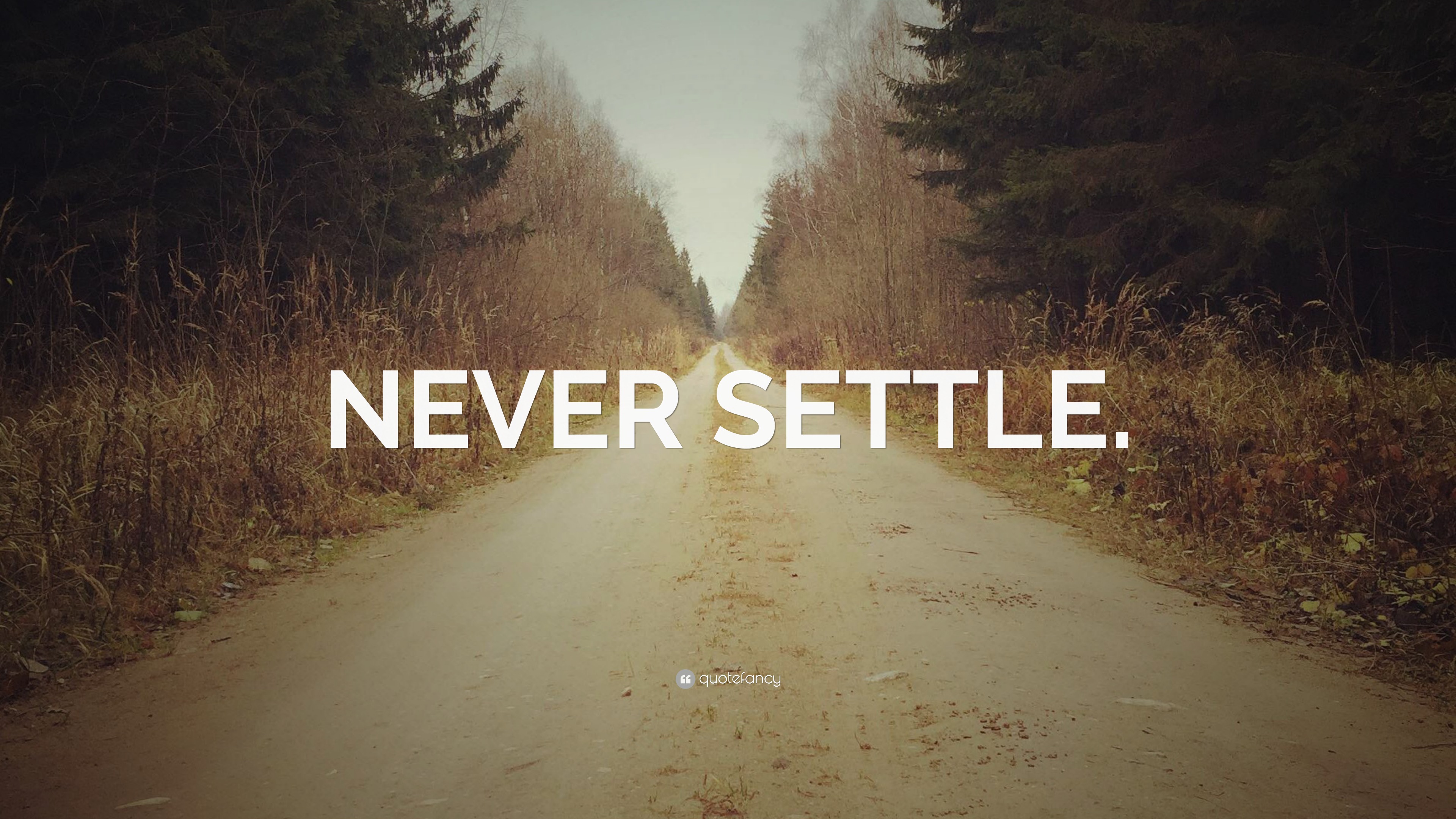 “NEVER SETTLE.” Wallpaper by QuoteFancy