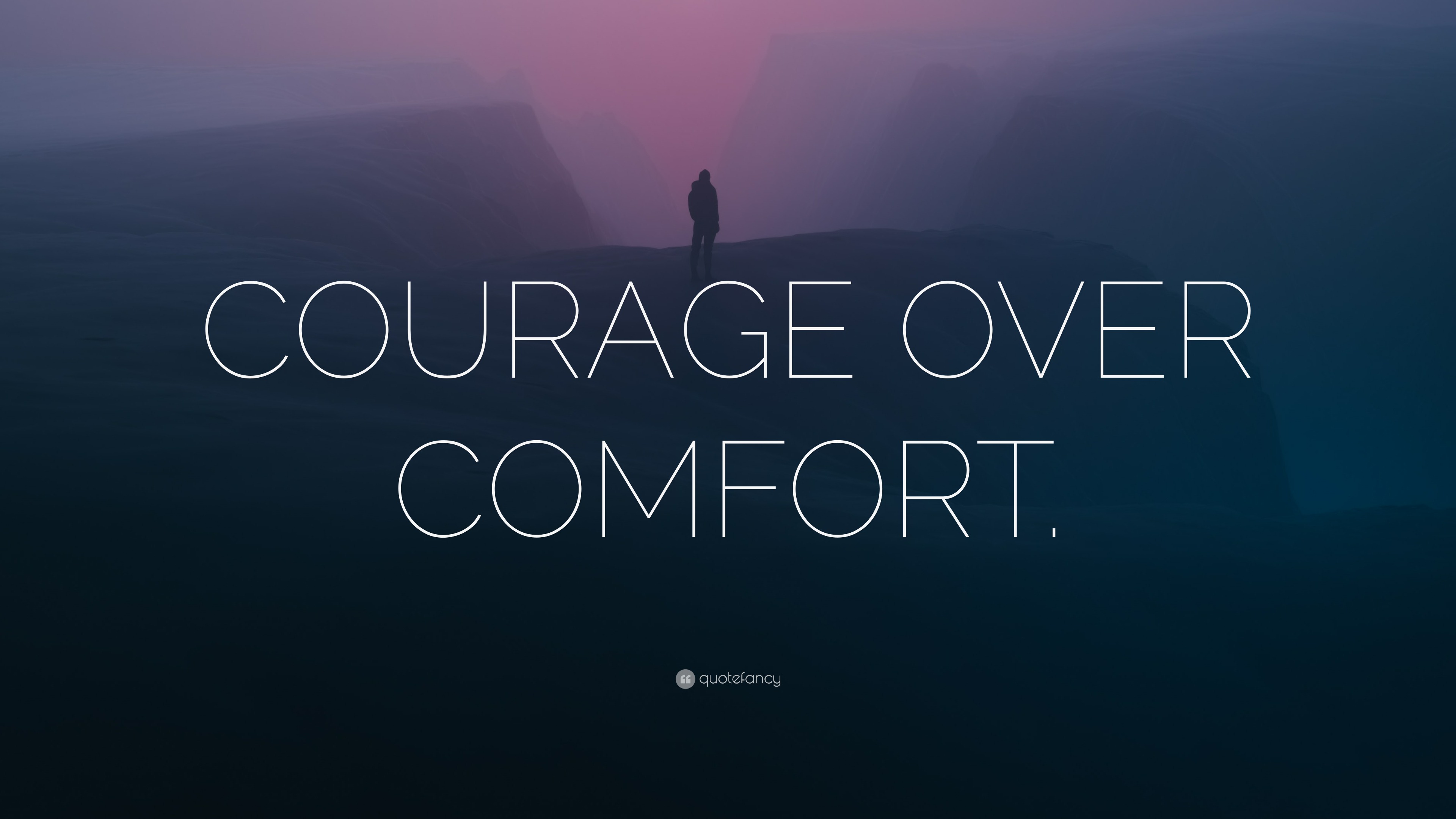 “COURAGE OVER COMFORT.” Wallpaper by QuoteFancy