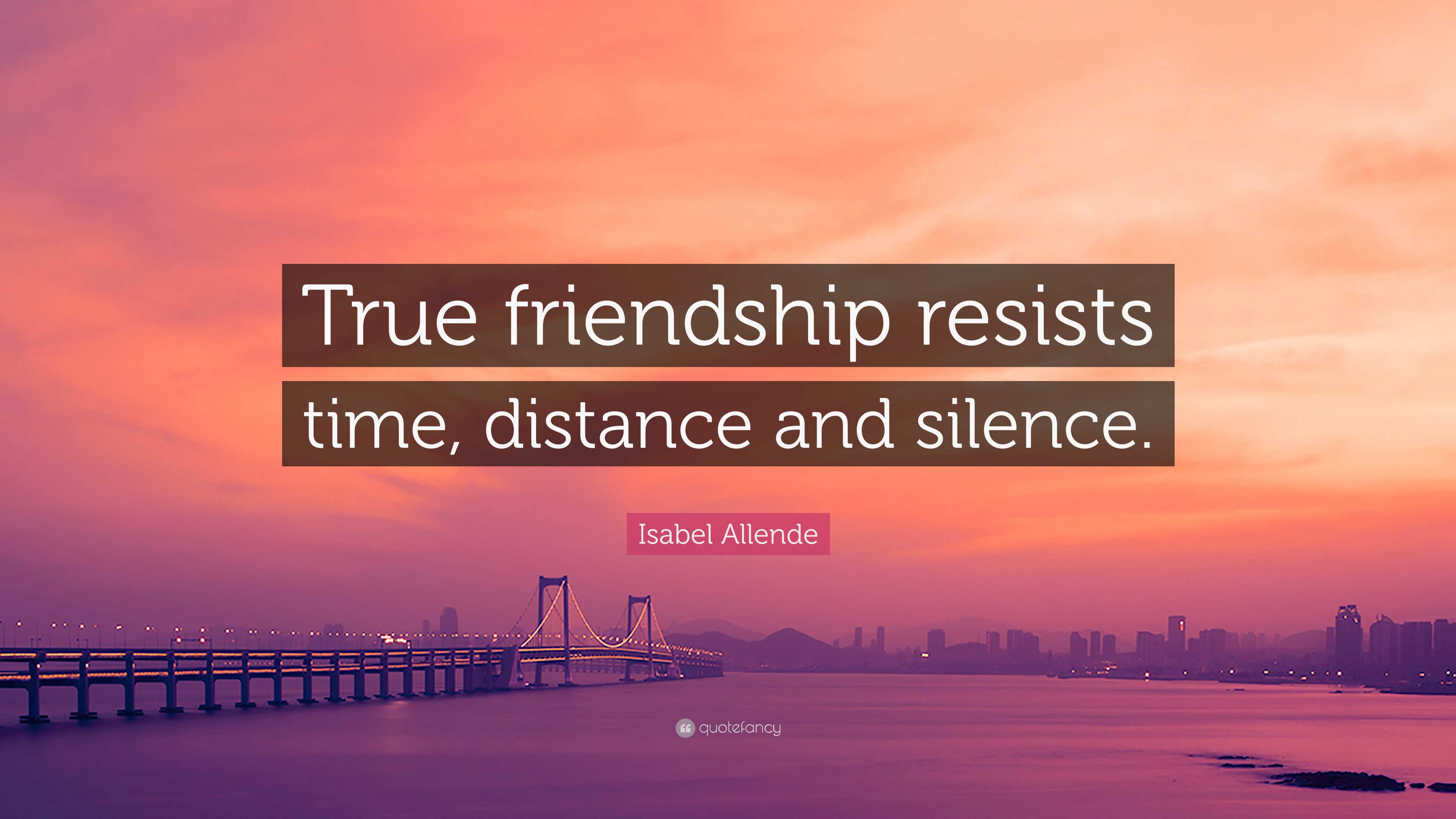 Isabel Allende Quote: “True friendship resists time, distance and silence.”