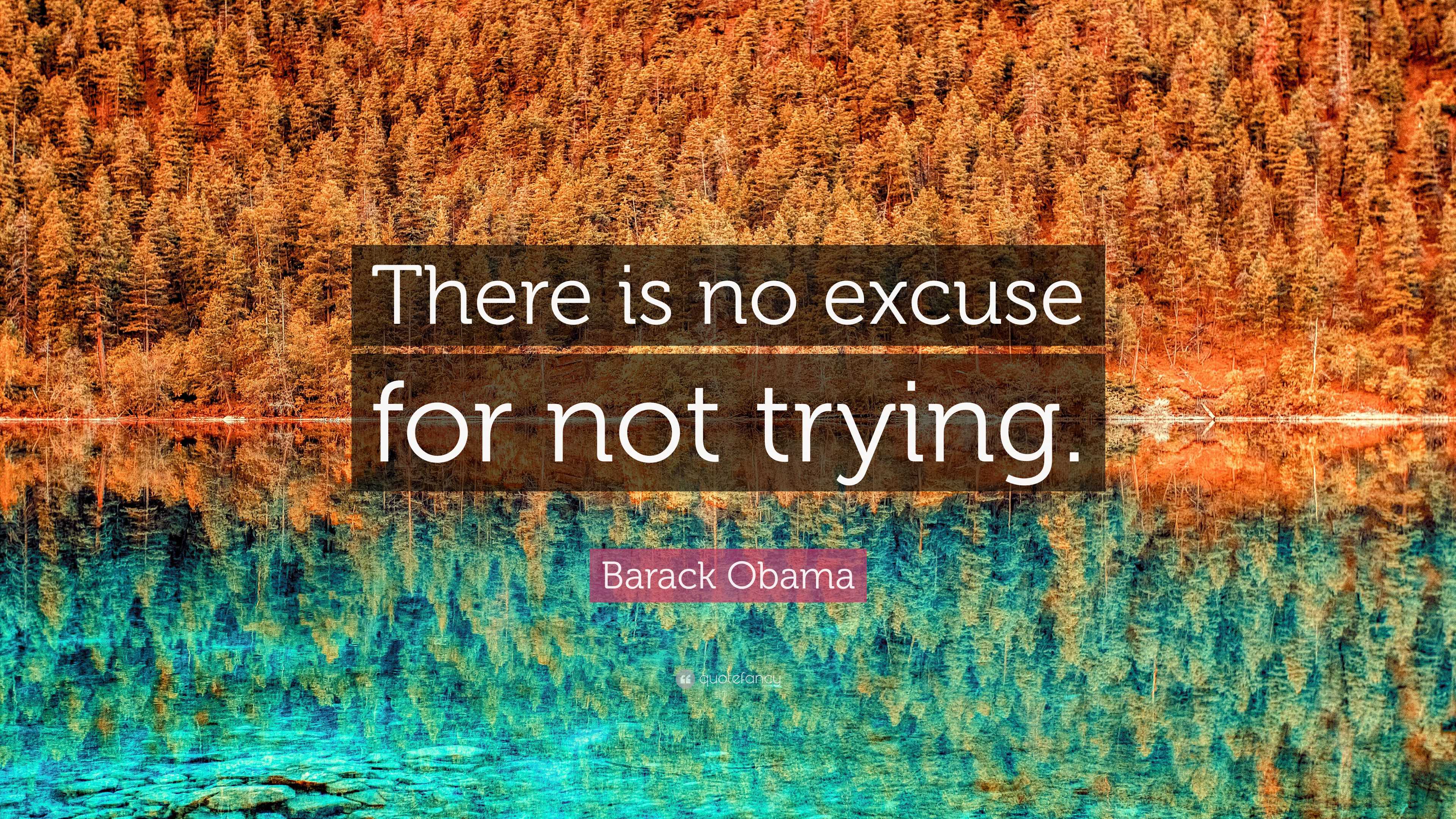 Barack Obama Quote: “There is no excuse for not trying.”