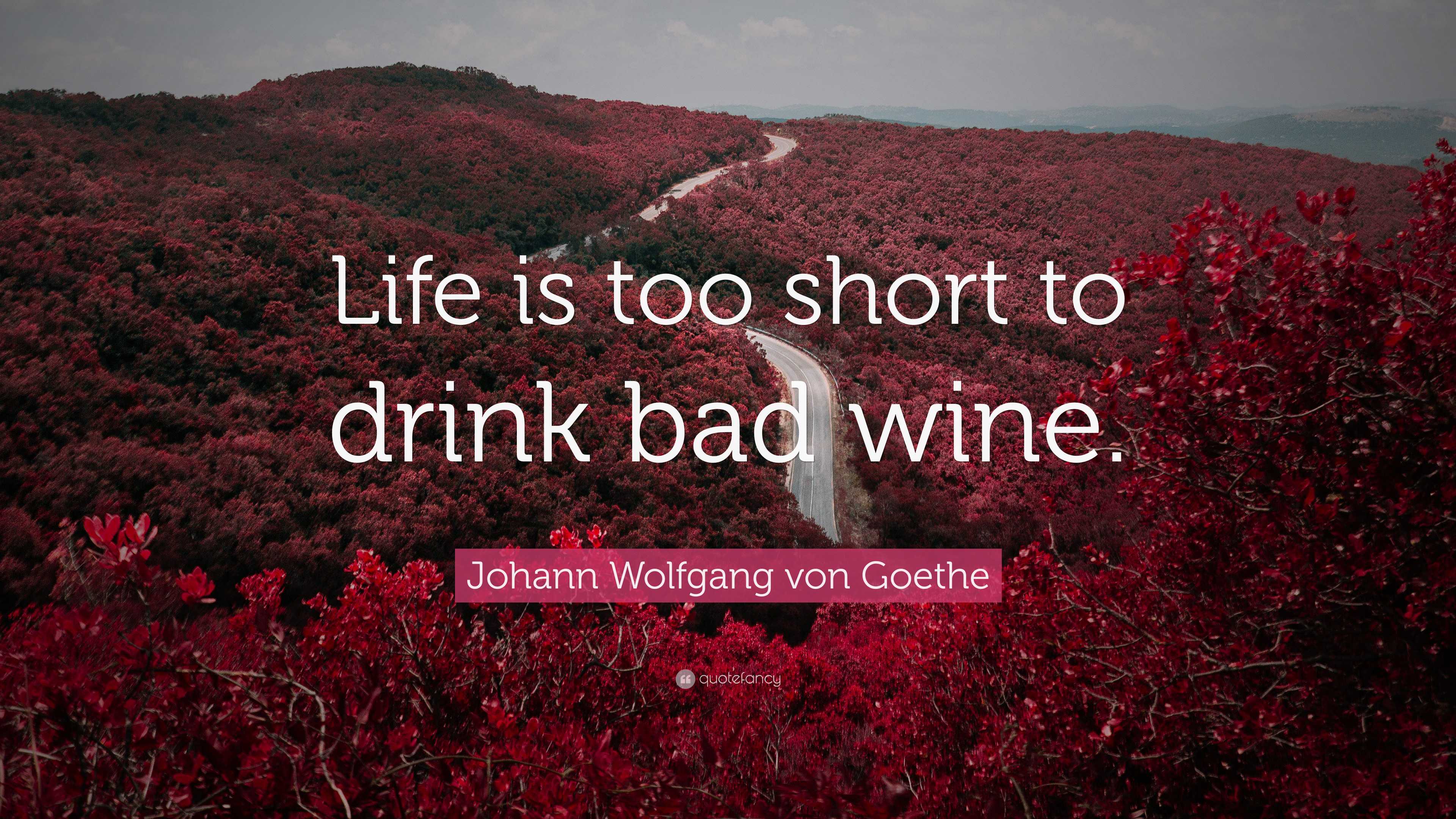 Johann Wolfgang von Goethe Quote: “Life is too short to drink bad wine.”