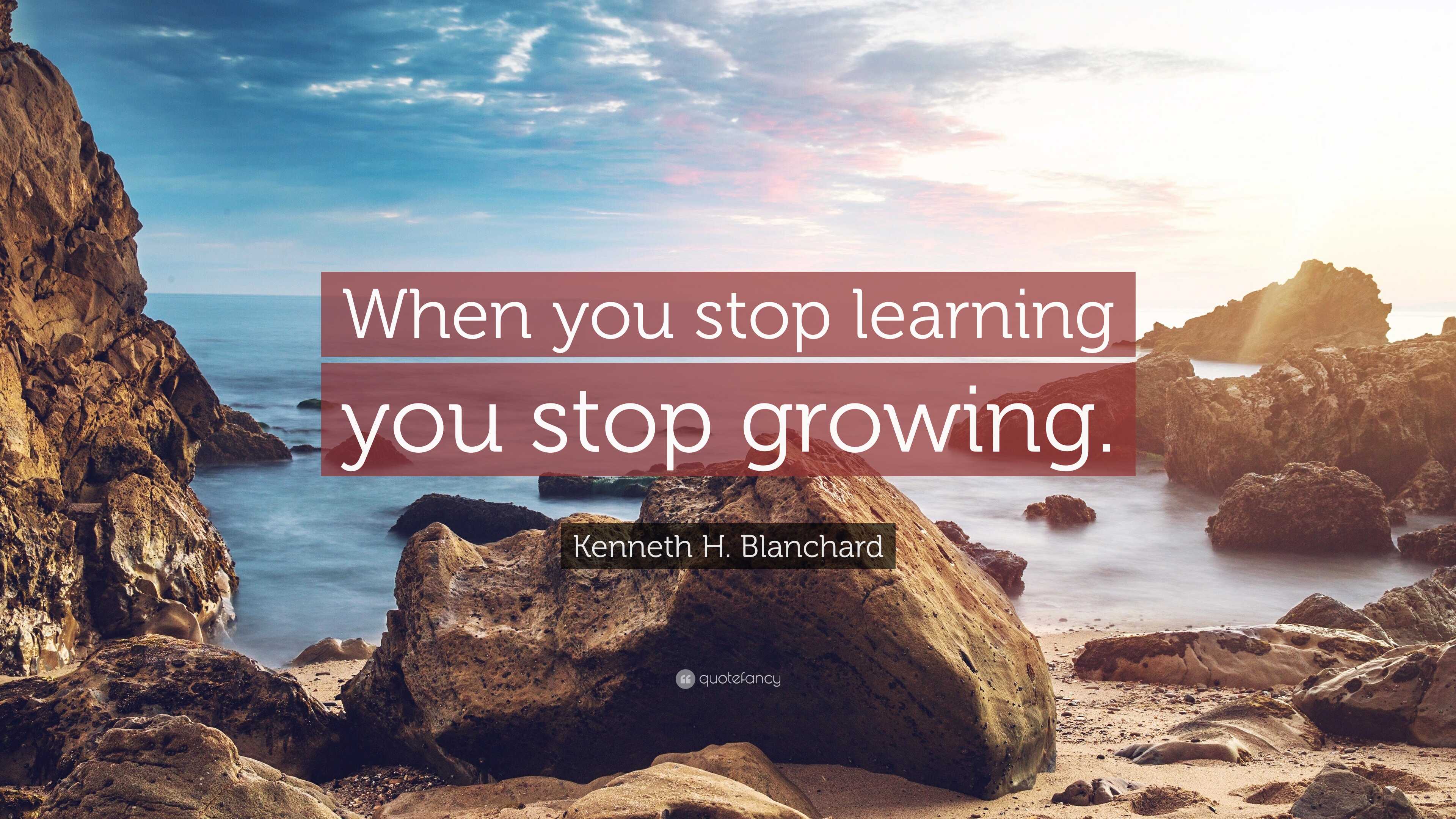Kenneth H. Blanchard Quote: “When you stop learning you stop growing.”
