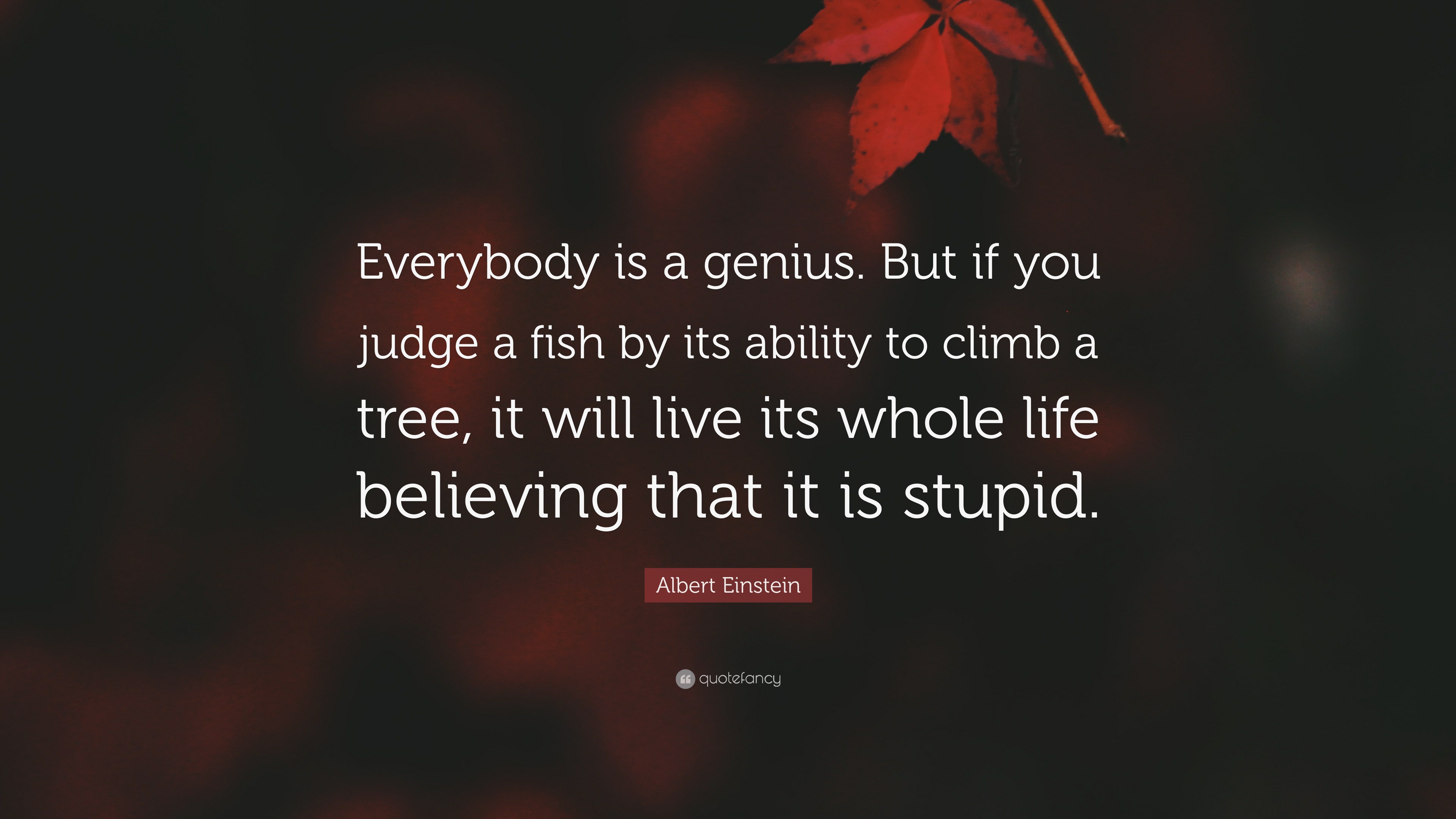 Albert Einstein Quote: “Everybody is a genius. But if you judge a fish ...