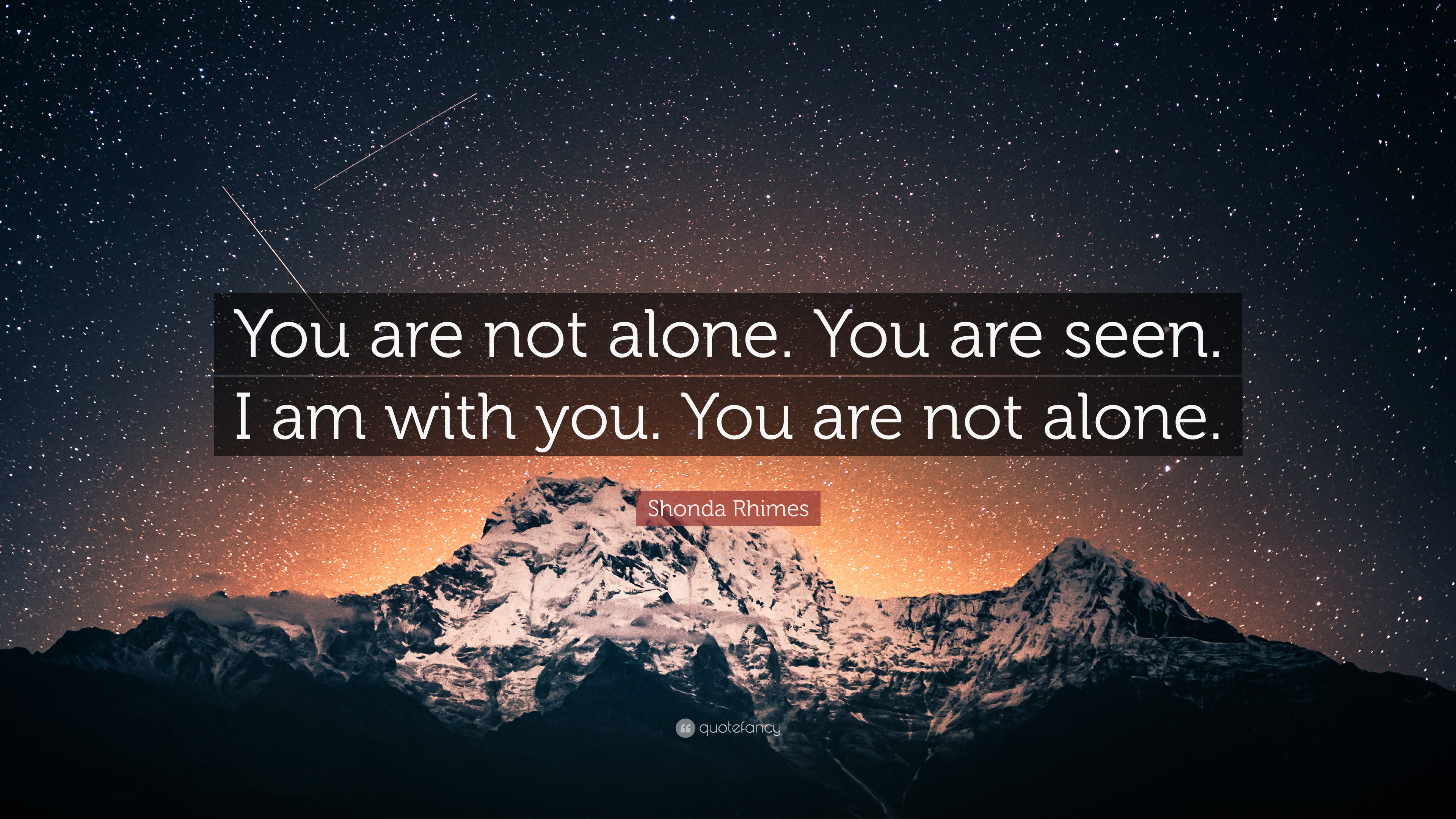 Shonda Rhimes Quote: “You are not alone. You are seen. I am with you ...