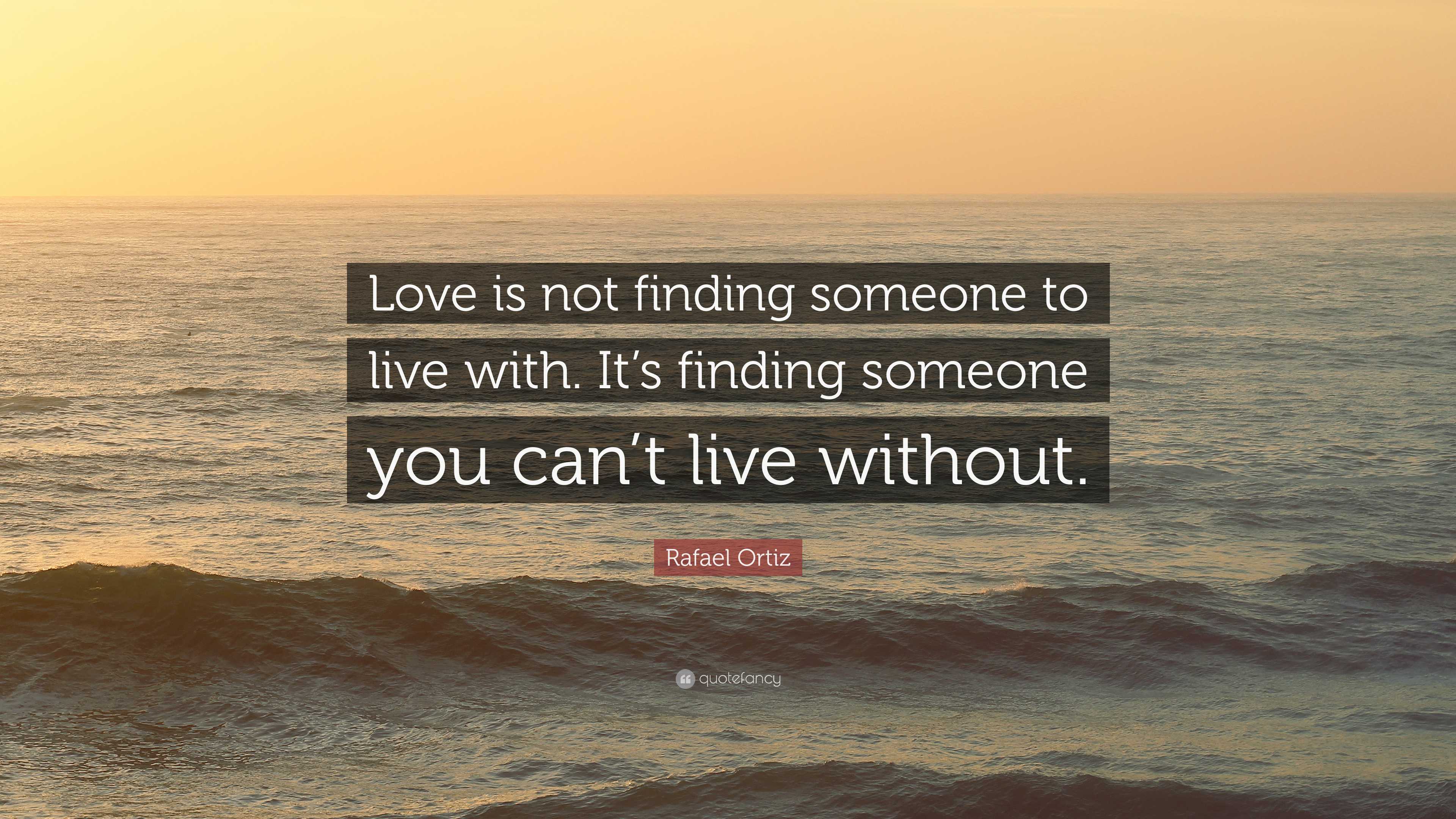 Rafael Ortiz Quote: “Love is not finding someone to live with. It’s ...